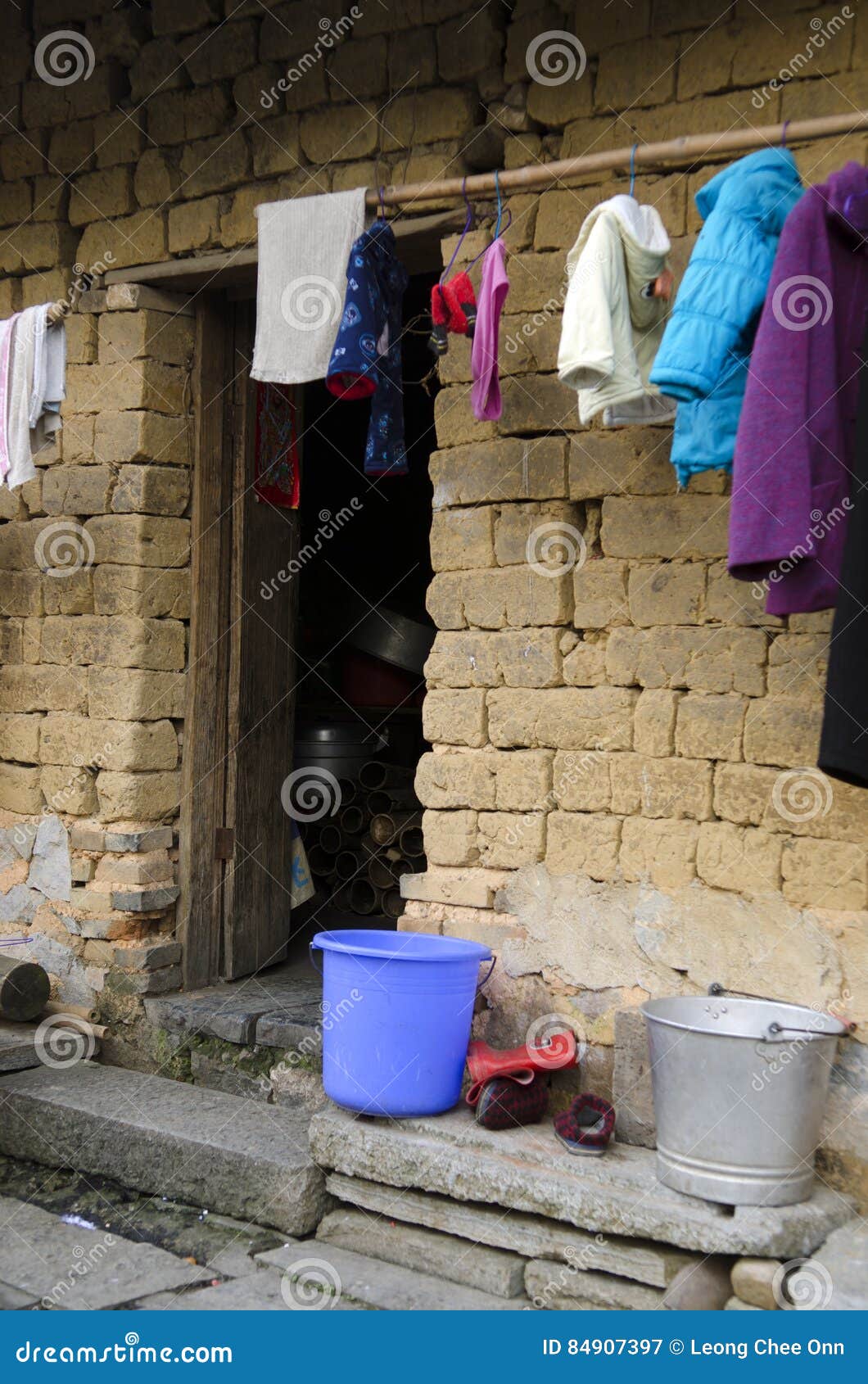Poverty - Poor Housing in a Village Stock Image - Image of area ...