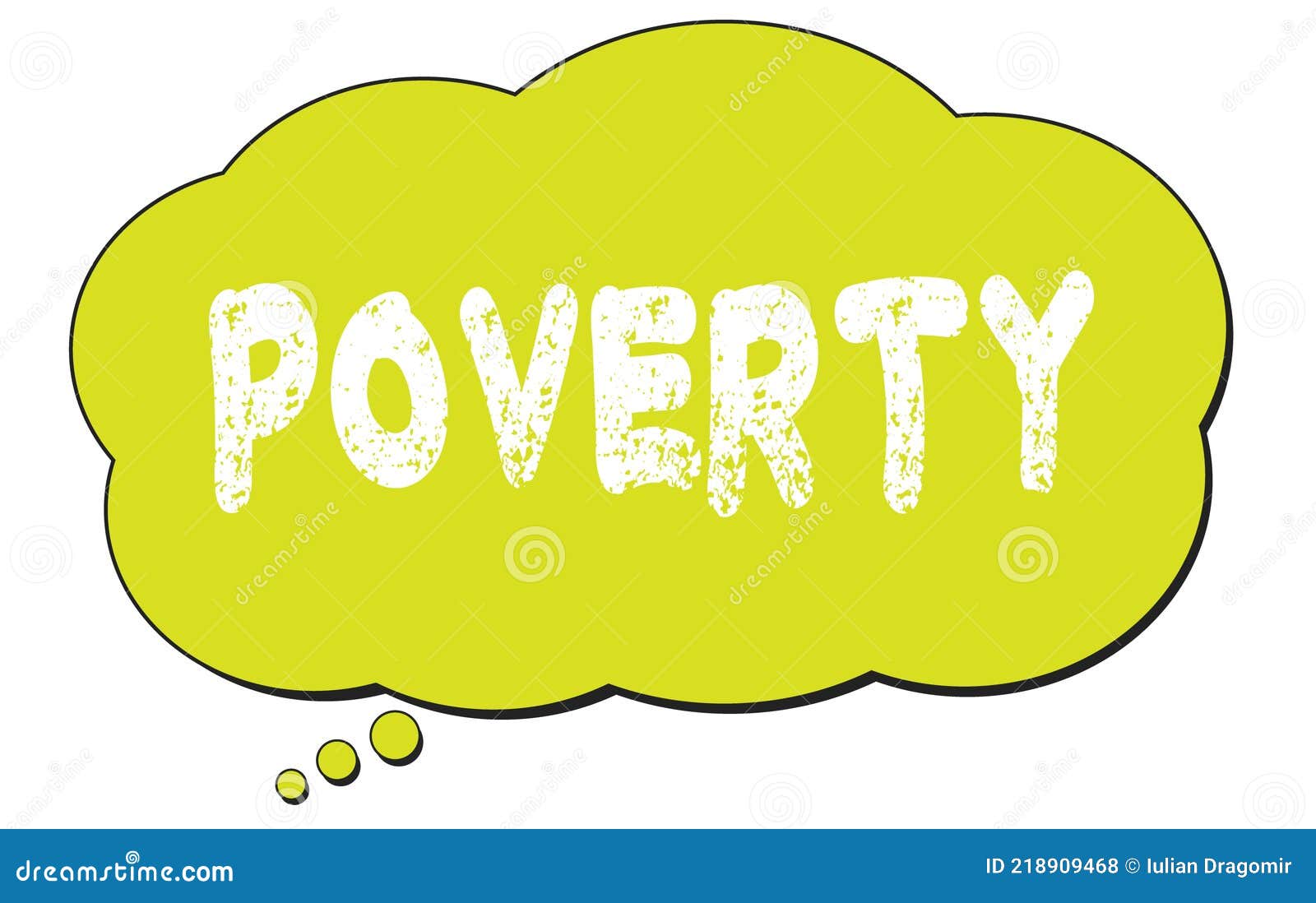 POVERTY Text Written on a Light Green Thought Bubble Stock Illustration ...