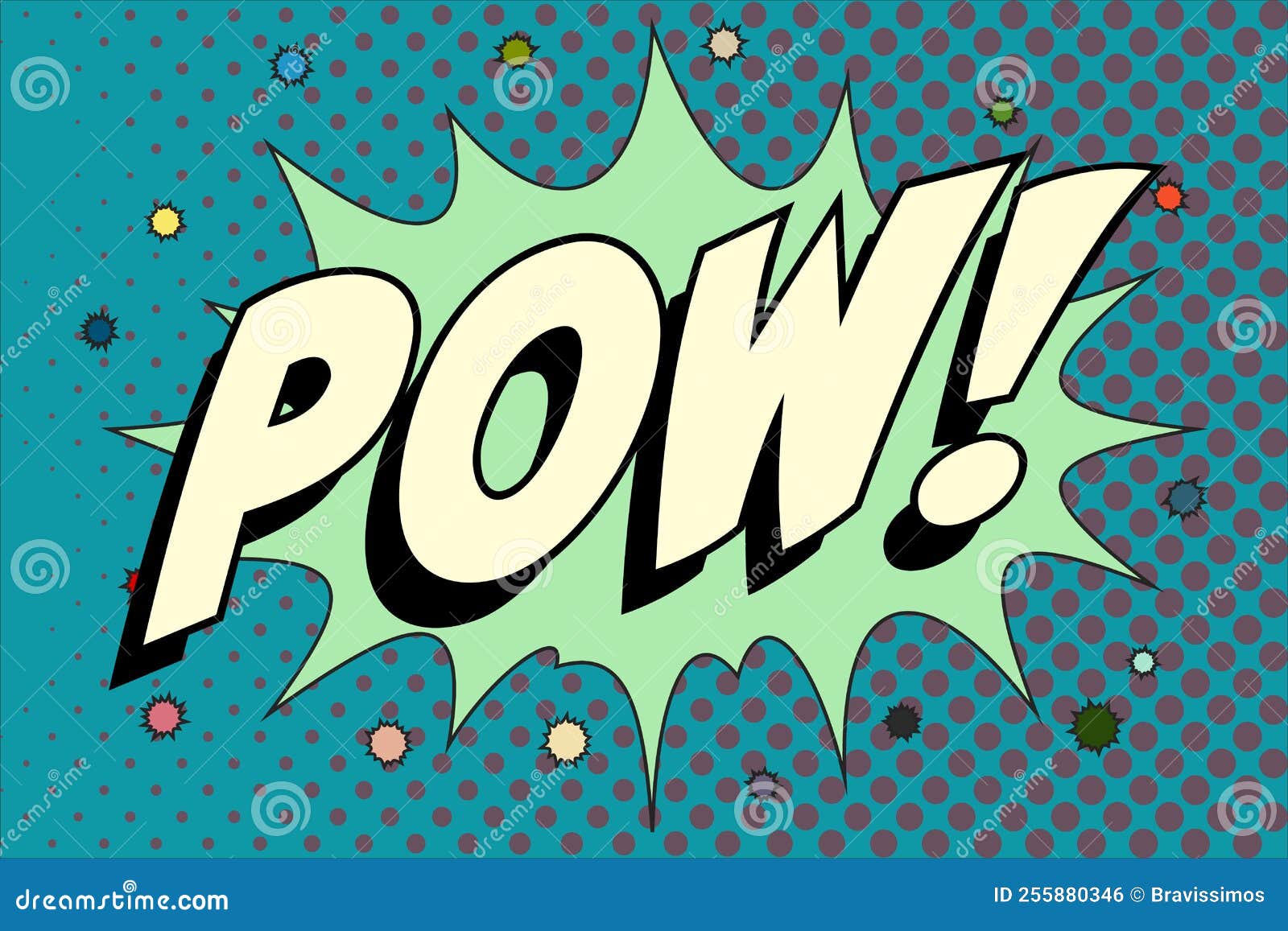 Pow Abstract Cartoon Frame Vector Background. Retro Halftone Stock ...