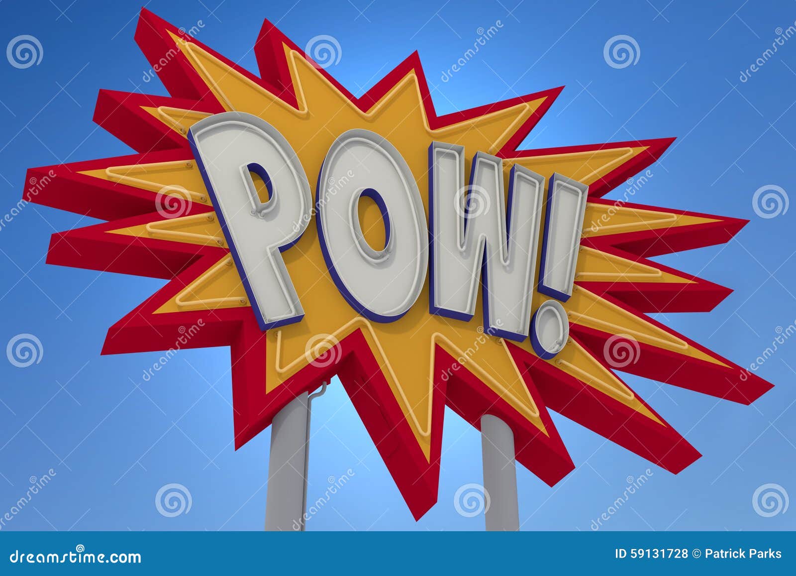 POW! Sound Effect Neon Sign Stock Illustration - Illustration of effect ...