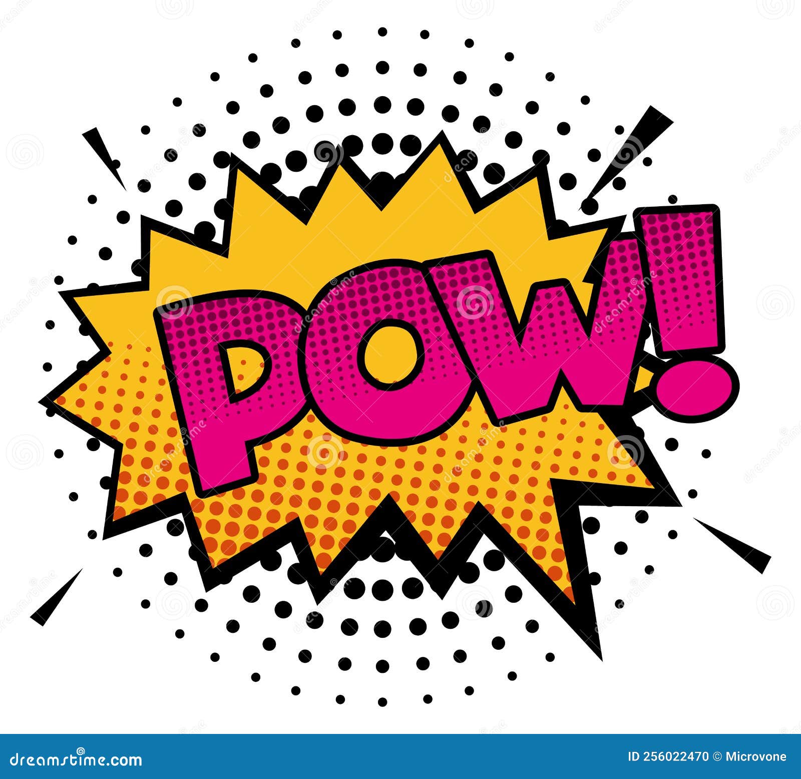 Pow Splash Bubble in Color Comic Style with Halftone Shadow Stock ...