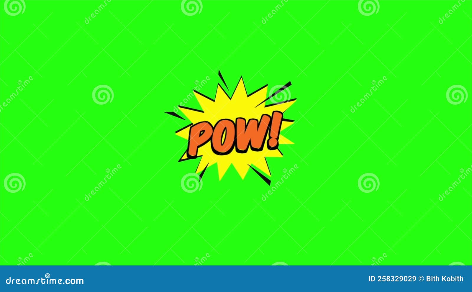 Pow Text Animation with Comic Style on Green Screen Background Stock ...