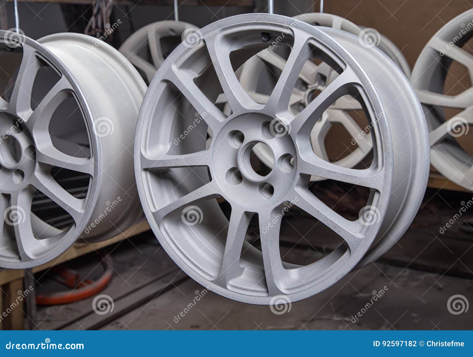 Powder Coating of Auto Wheels Stock Photo - Image of powder, background ...