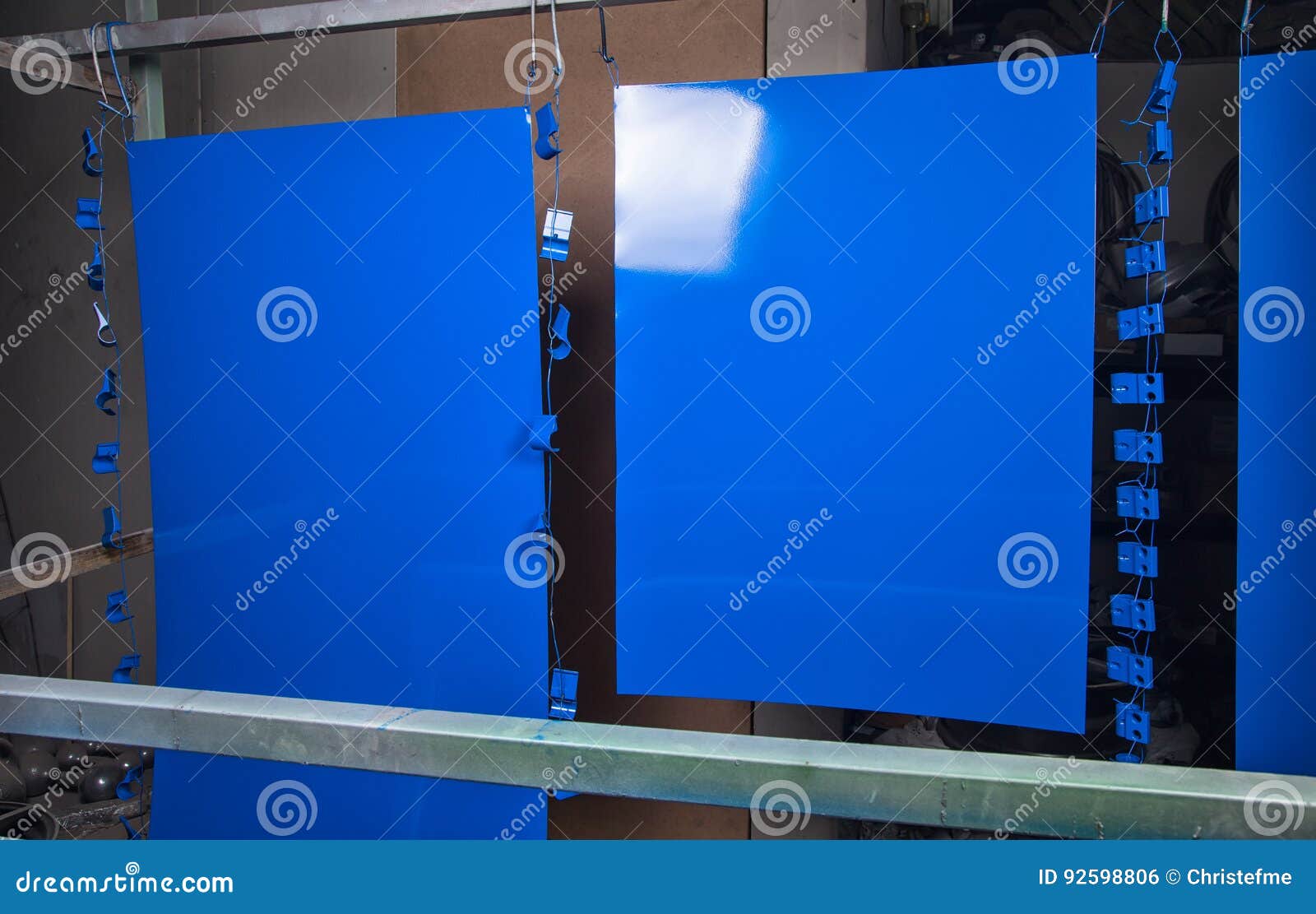Powder Coating and Drying of Blue Details Stock Photo - Image of repair ...