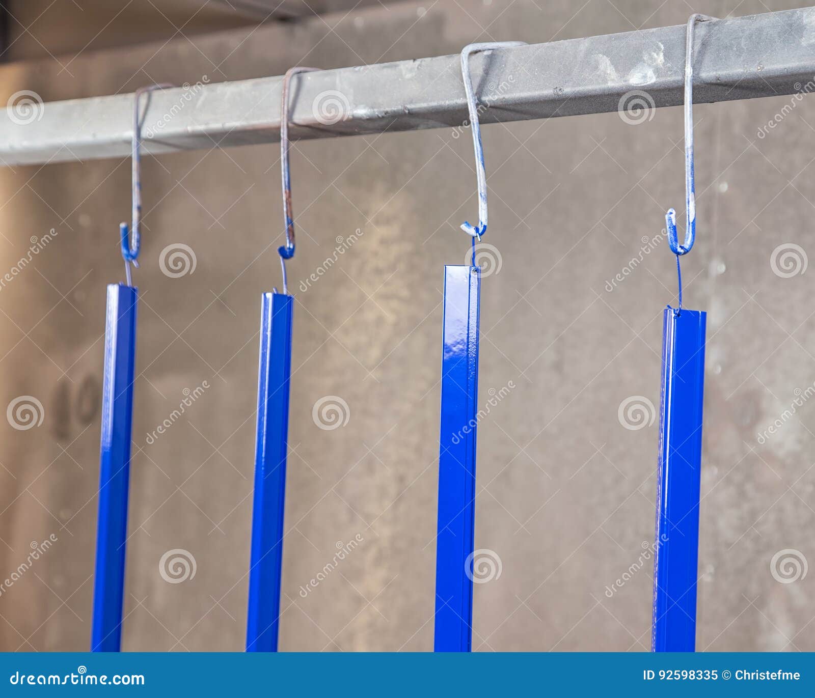 Powder Coating and Drying of Blue Metal Details Stock Image - Image of ...