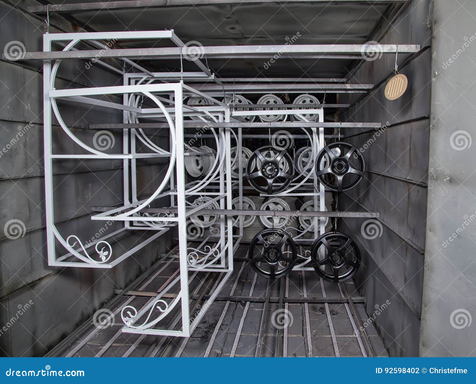 Powder Coating and Drying of Metal Details Stock Photo - Image of ...