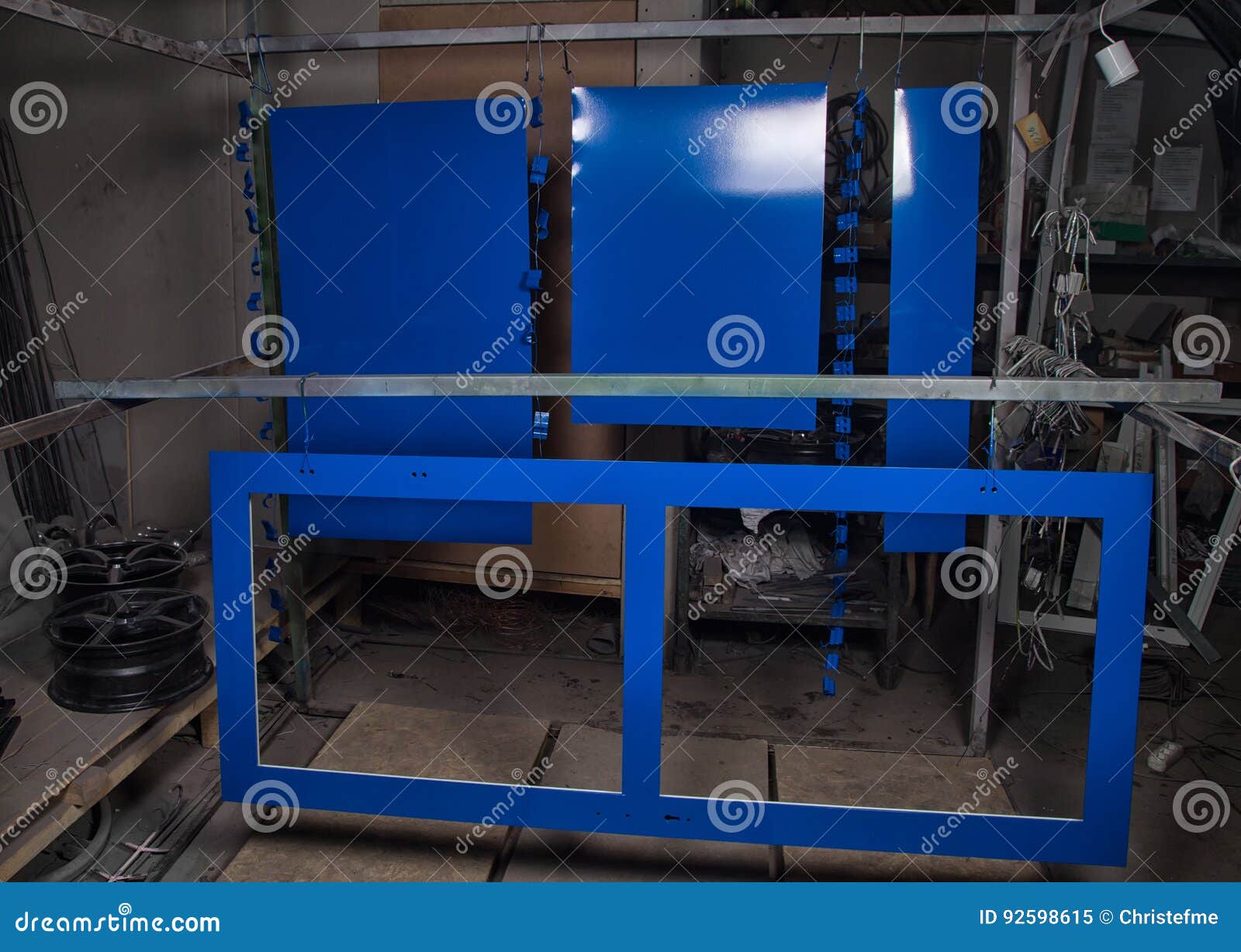 Powder Coating and Drying of Metal Items Stock Image - Image of ...