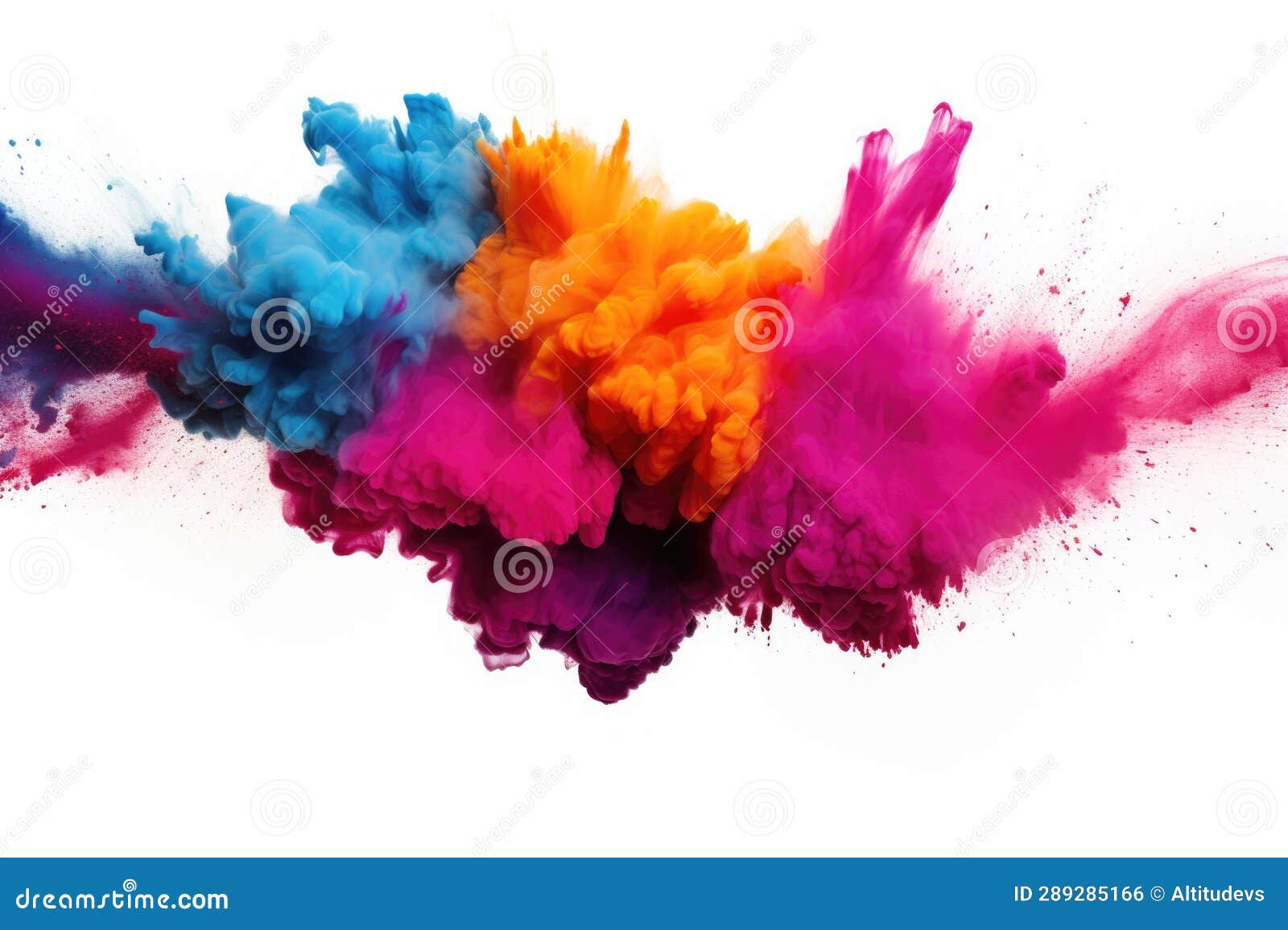 Powder Dyes Exploding Mid-air Against a White Background Stock Photo ...
