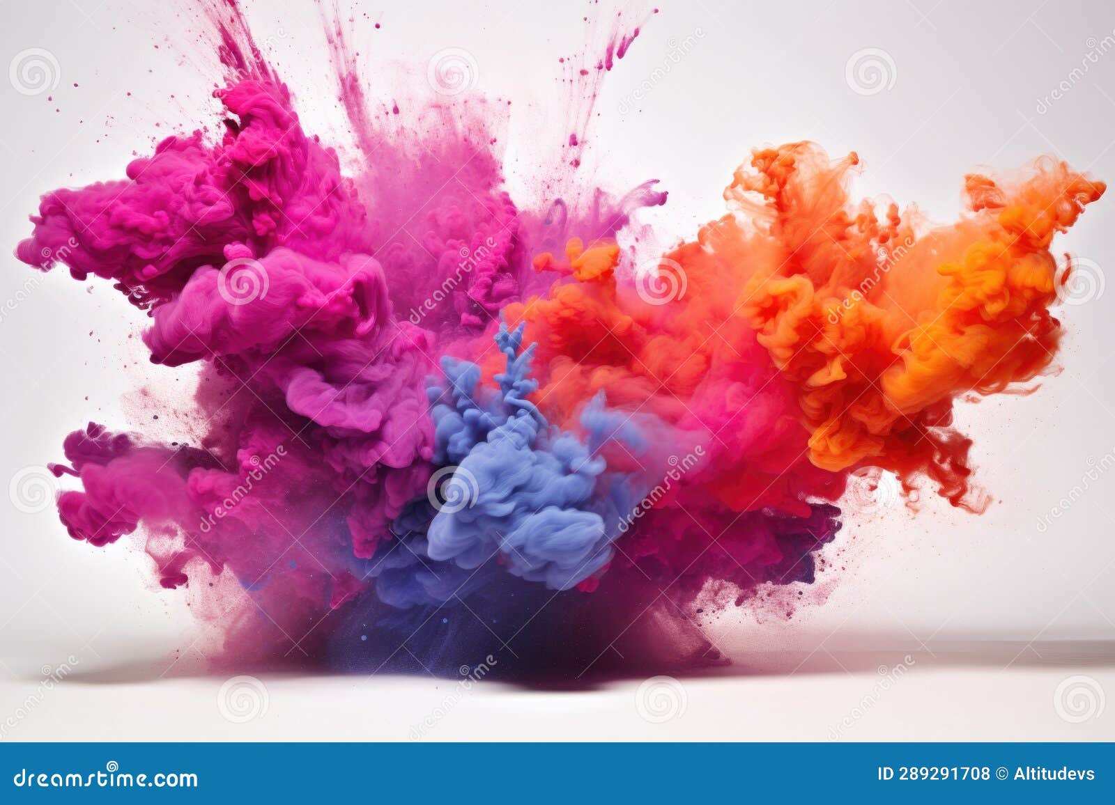 Powder Dyes Exploding Mid-air Against a White Background Stock Photo ...