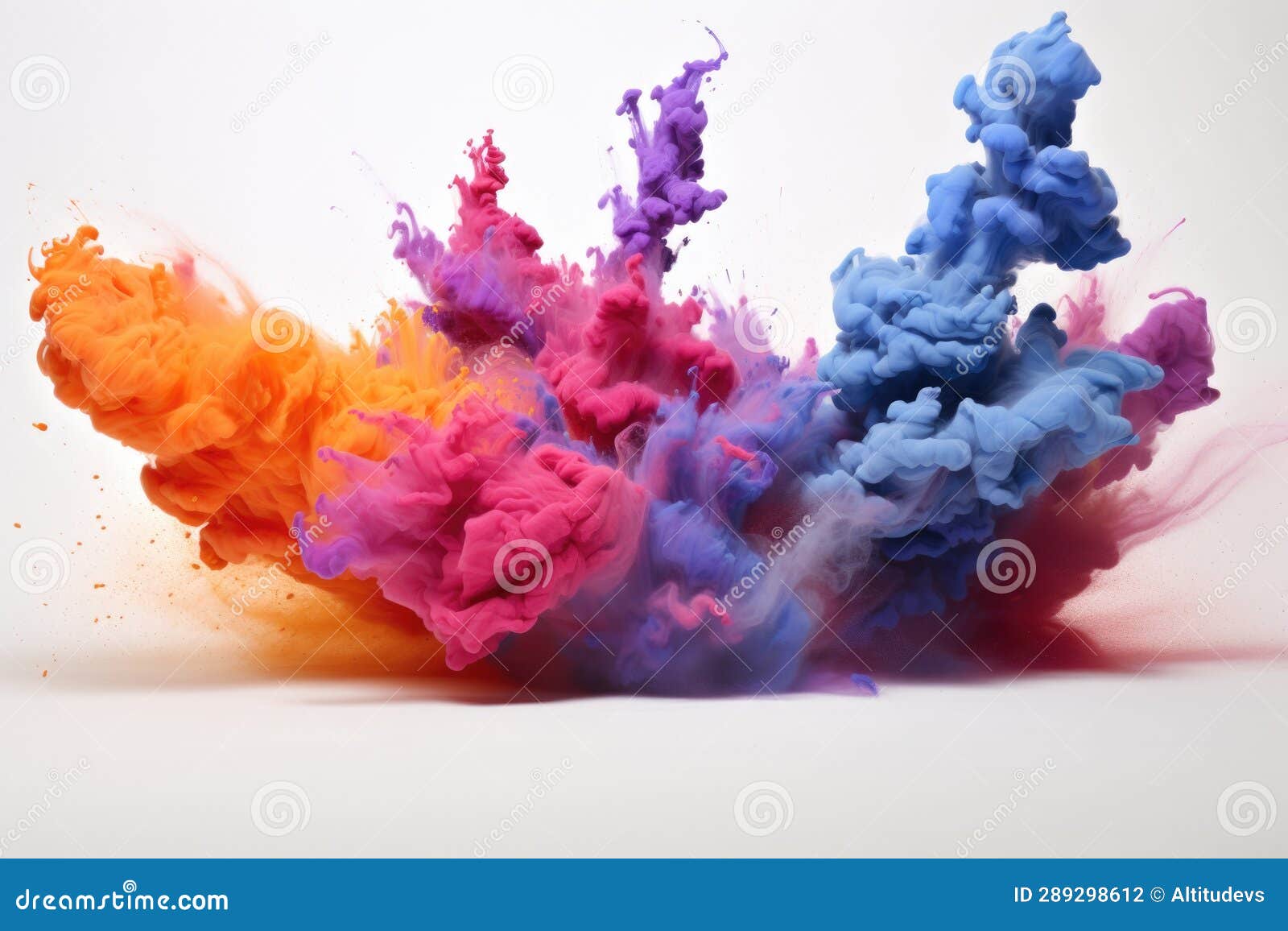 Powder Dyes Exploding Mid-air Against a White Background Stock ...