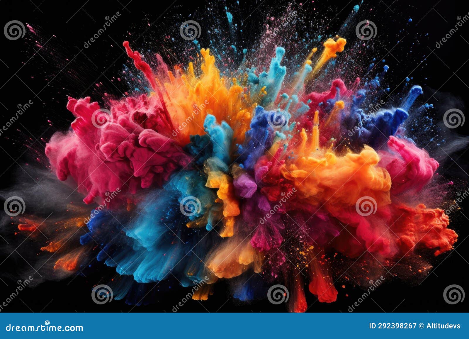 Powder Dyes in Vivid Colors Exploding on a Black Background Stock Image ...