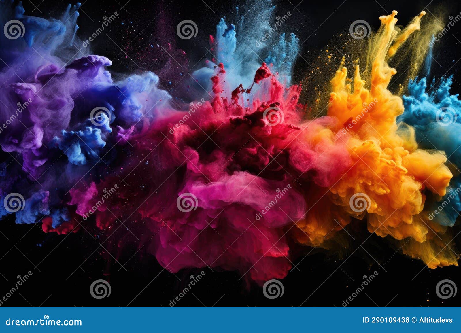 Powder Dyes in Vivid Colors Exploding on a Black Background Stock Photo ...