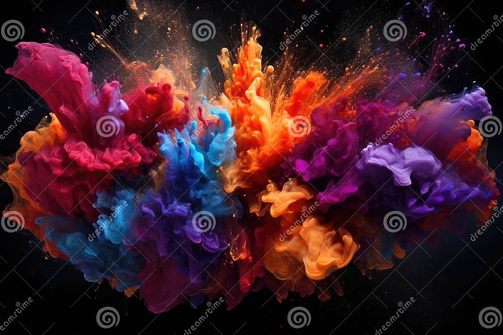 Powder Dyes in Vivid Colors Exploding on a Black Background Stock Photo ...