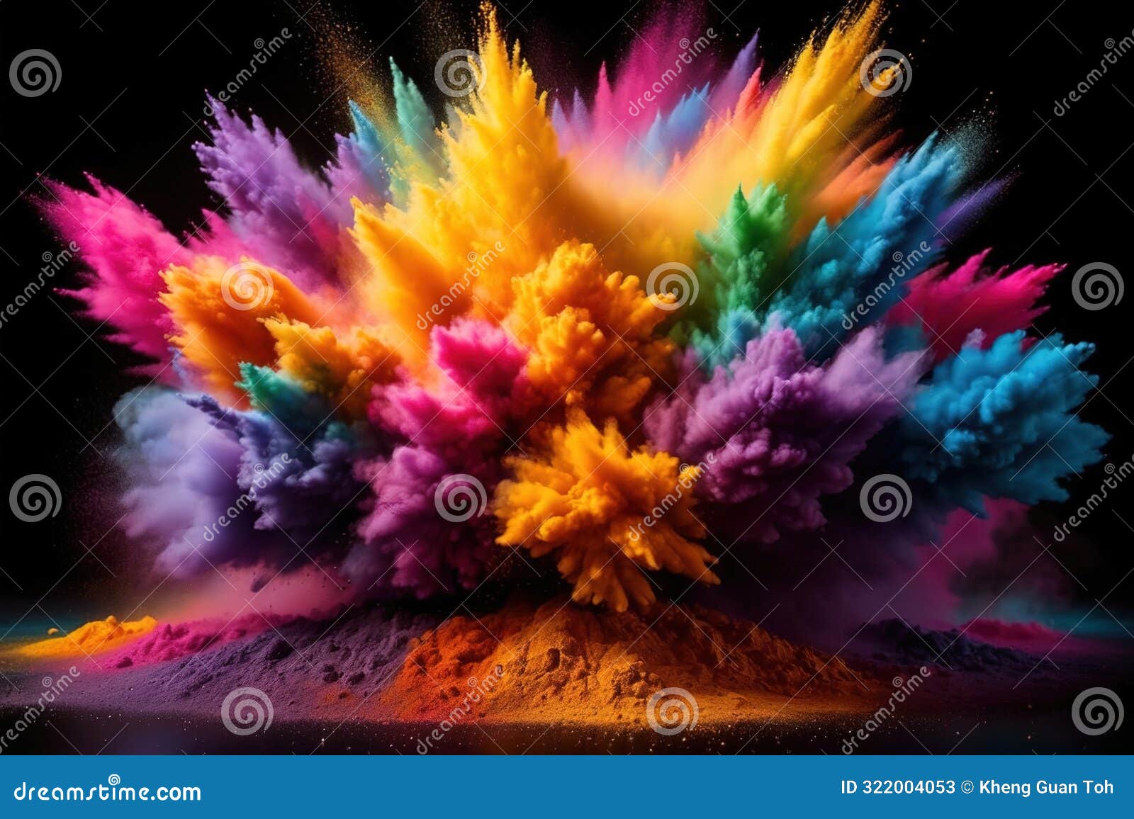 Powder Explosion Burst of Rainbow Spectrum Colors Stock Illustration ...