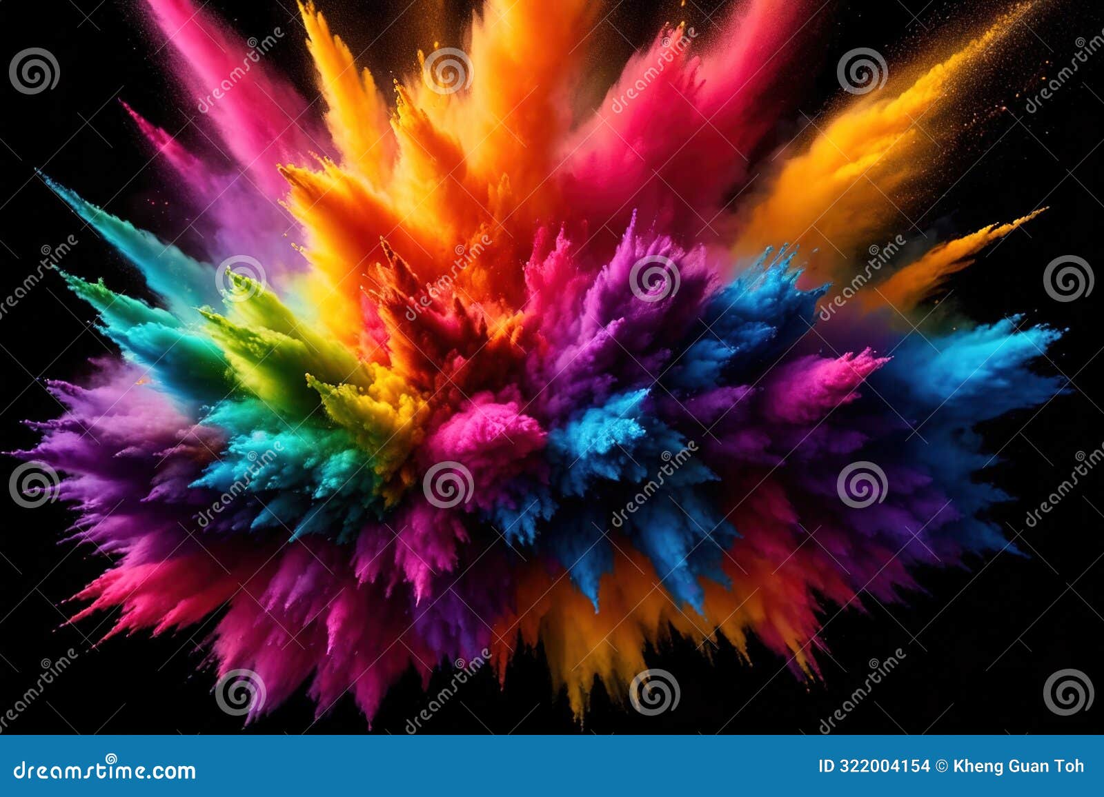 Powder Explosion Burst of Rainbow Spectrum Colors Stock Illustration ...