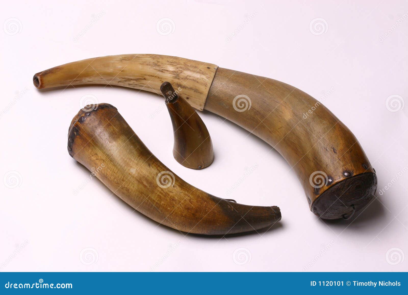 Powder Horns For Black Powder And Percussion Caps Stock Image - Image ...