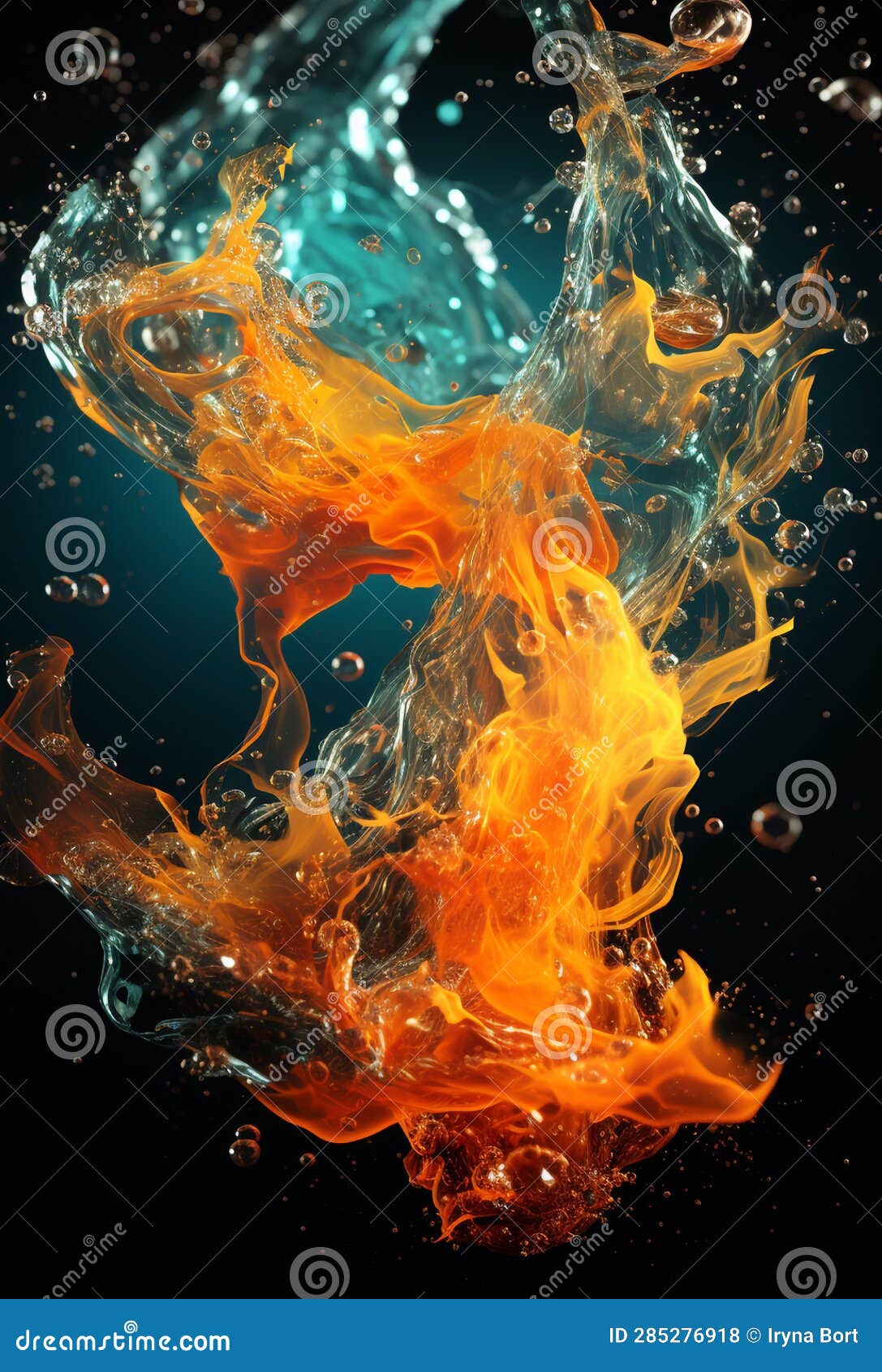 Powder Neon Lights Teal Gold Abstract Splashes Background. Generative ...