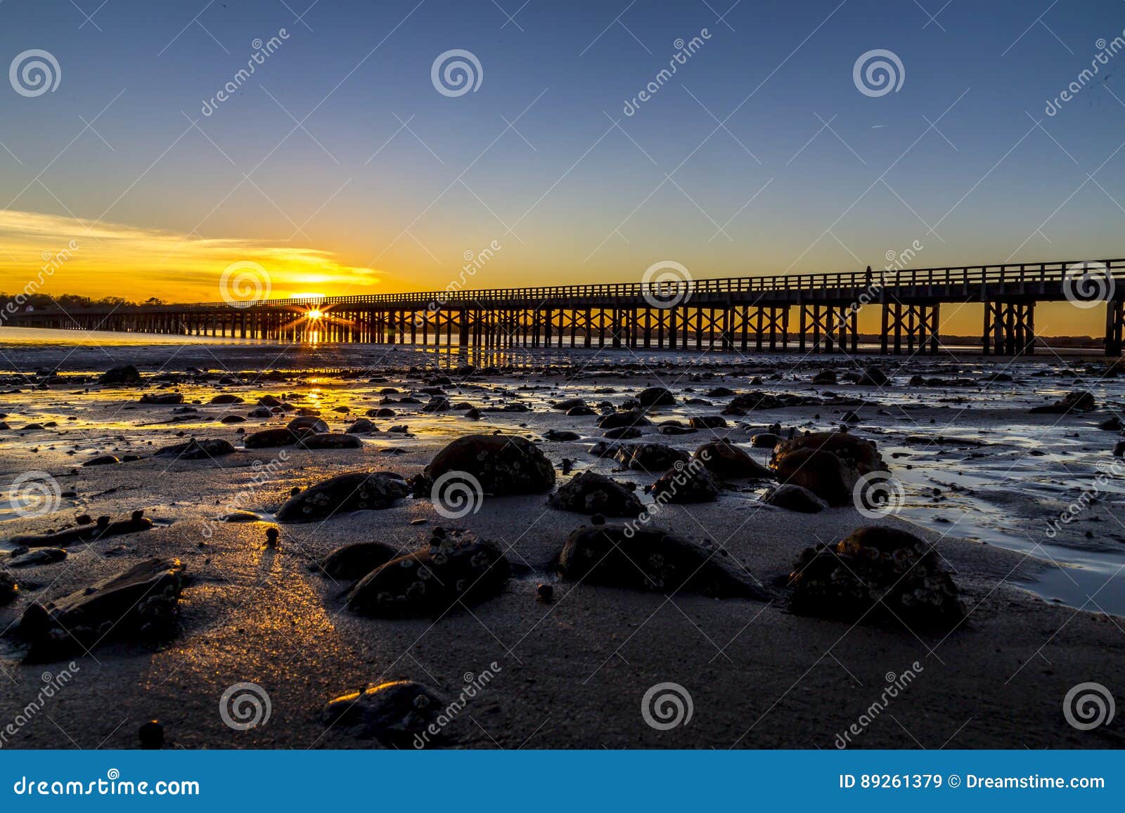 Powder Point Bridge Sunset stock image. Image of ocean - 89261379