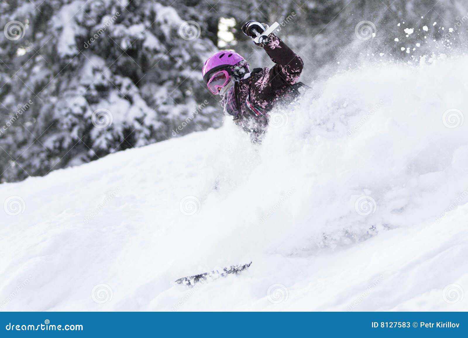 Powder riding stock image. Image of girl, young, helmet - 8127583