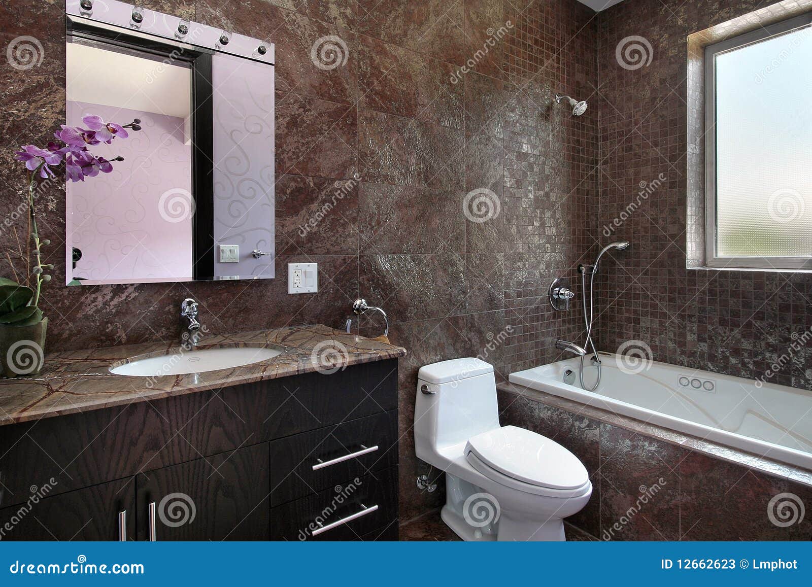 Powder Room with Granite Walls Stock Image - Image of decorate, home ...