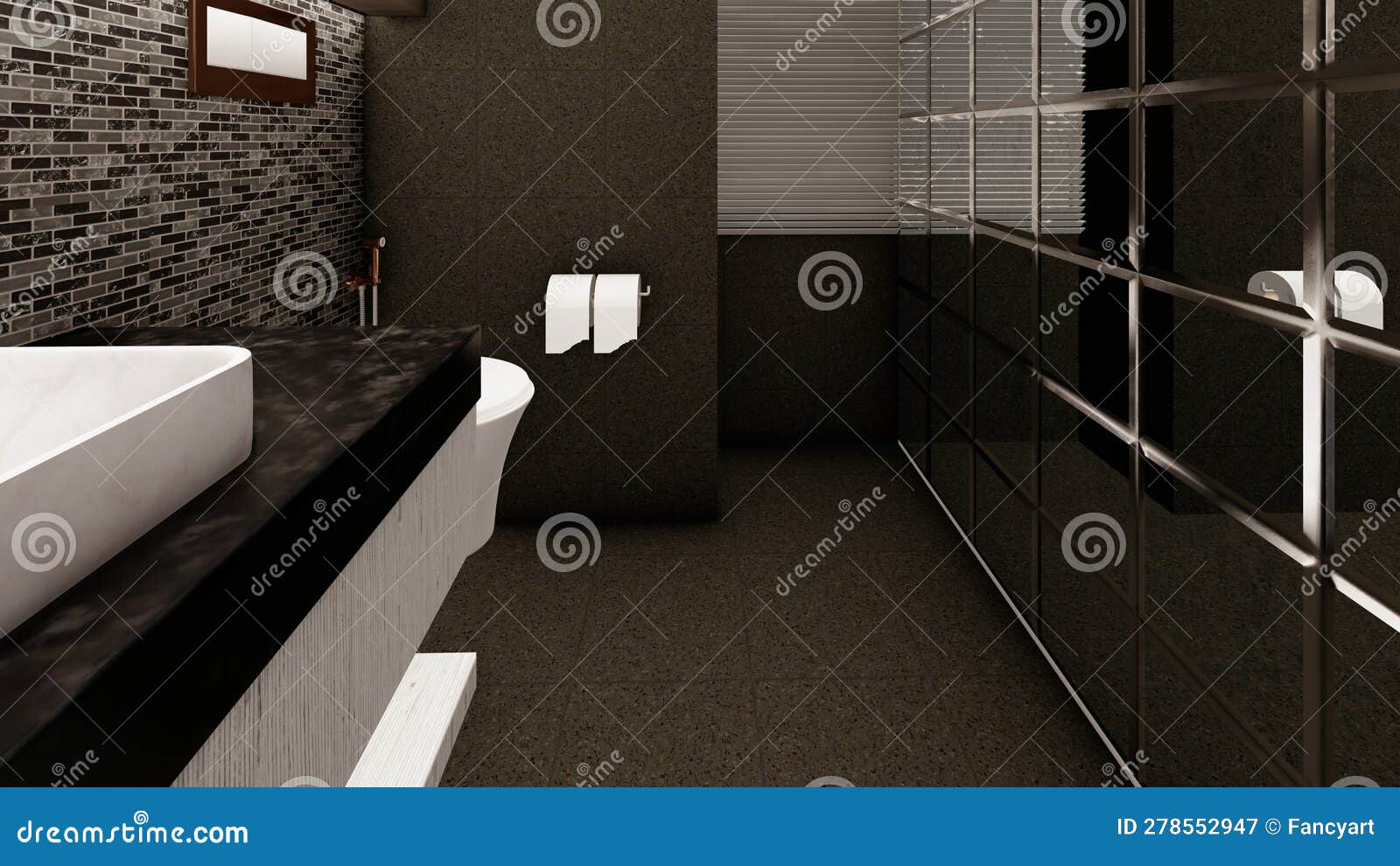 Powder Room Luxury Interior Perspective View Stock Illustration ...