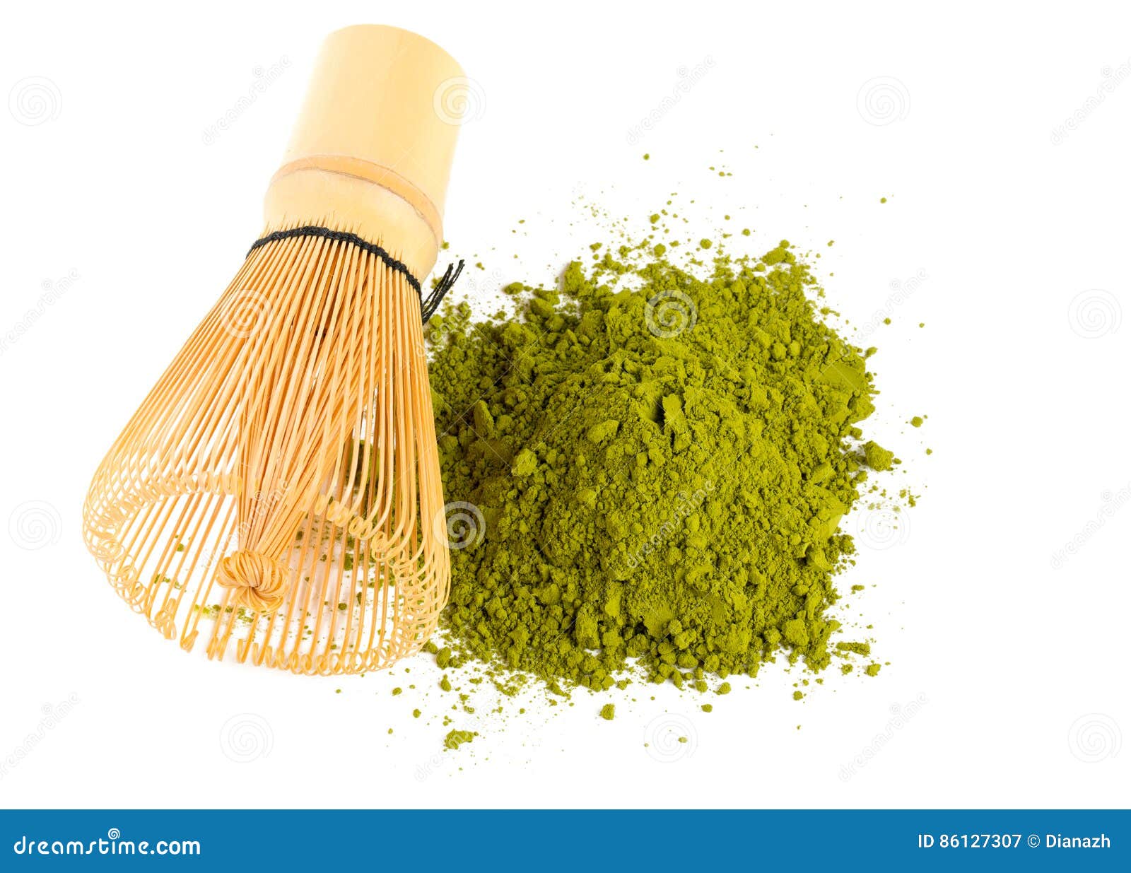 Powdered Green Tea Matcha and Bamboo Whisk Stock Image - Image of ...