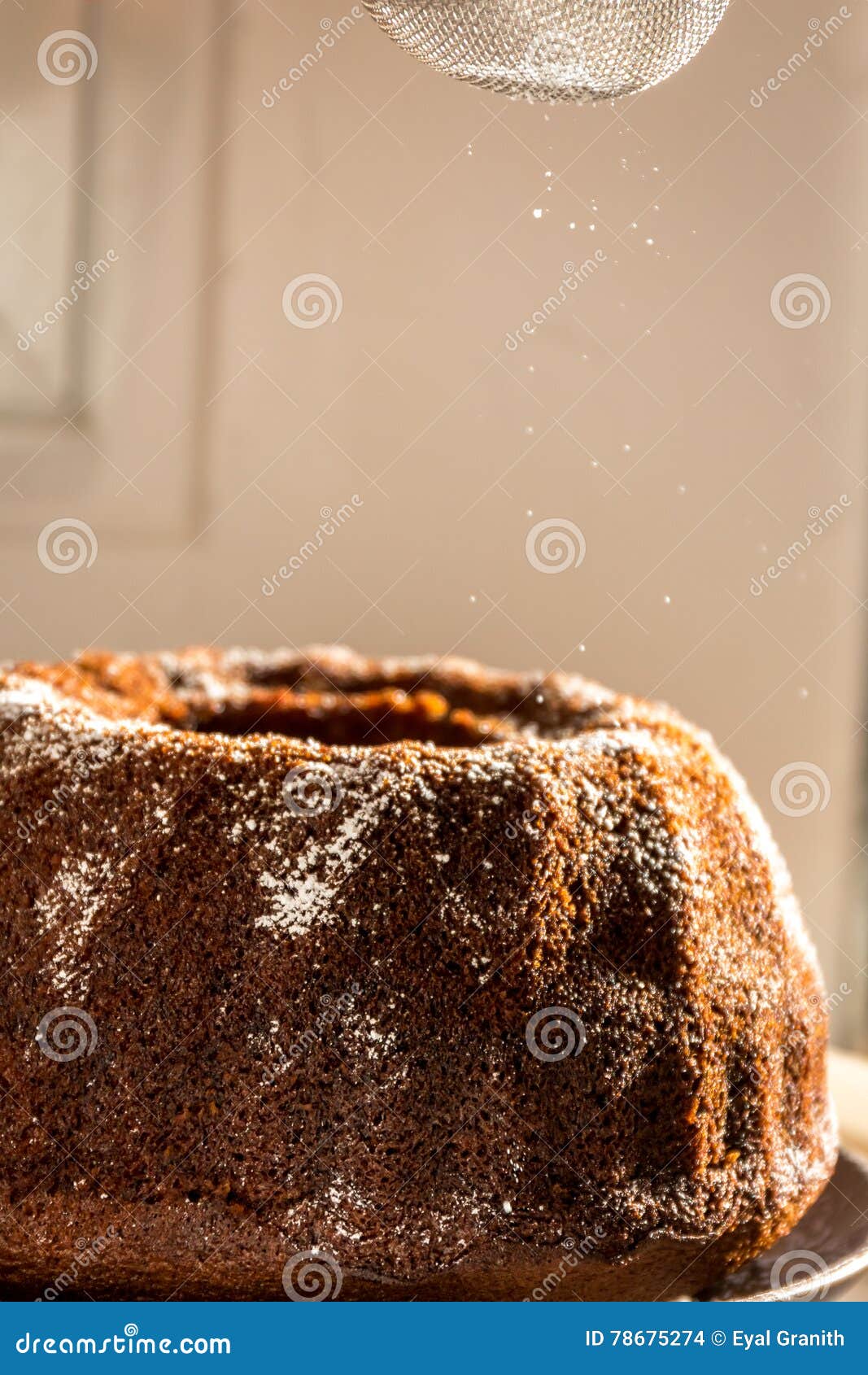 Powdered Sugar Sprinkled on Top of the Cake Stock Photo - Image of dark ...