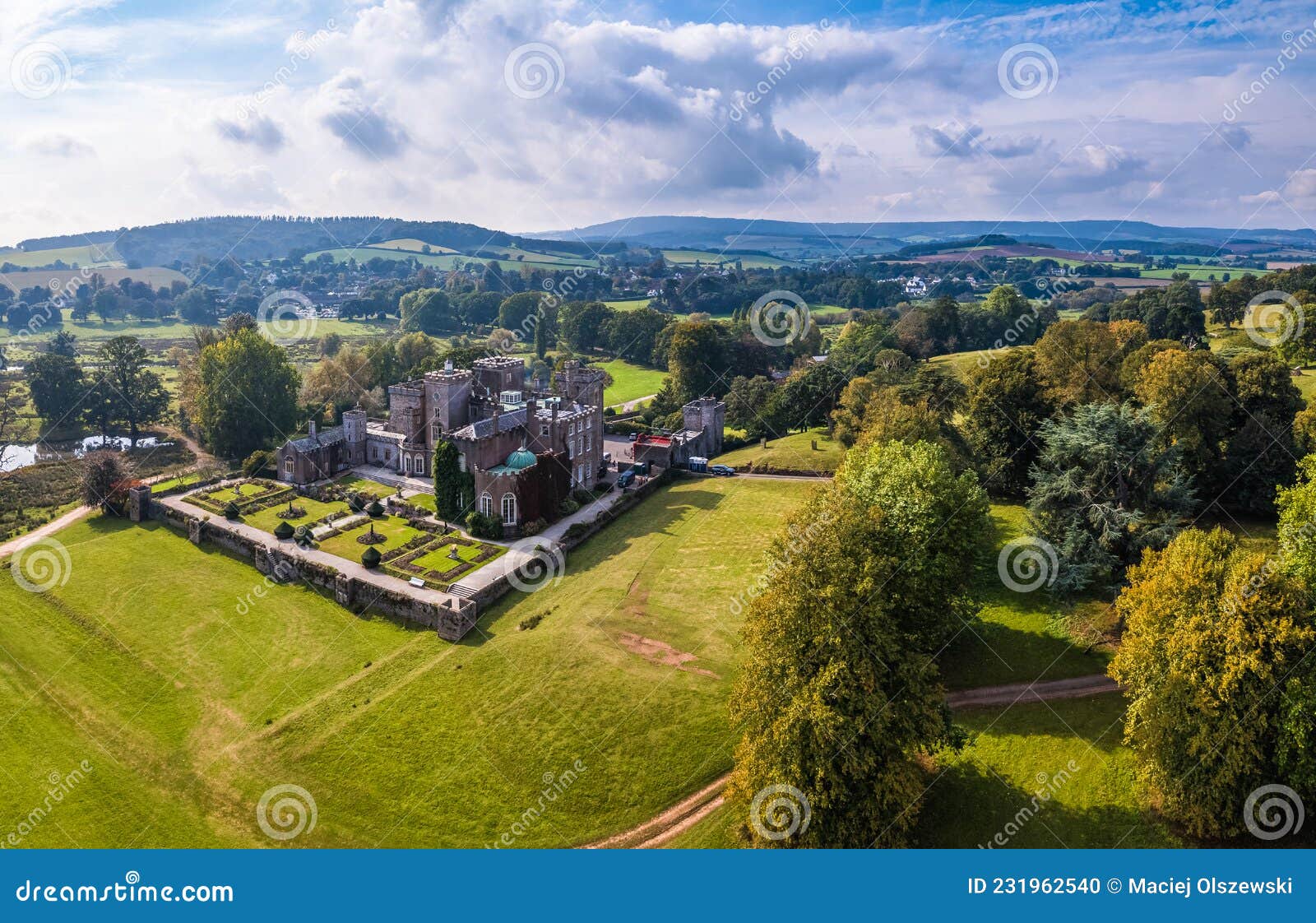 Powderham Castle and Powderham Park from a Drone, Powderham, Exeter ...