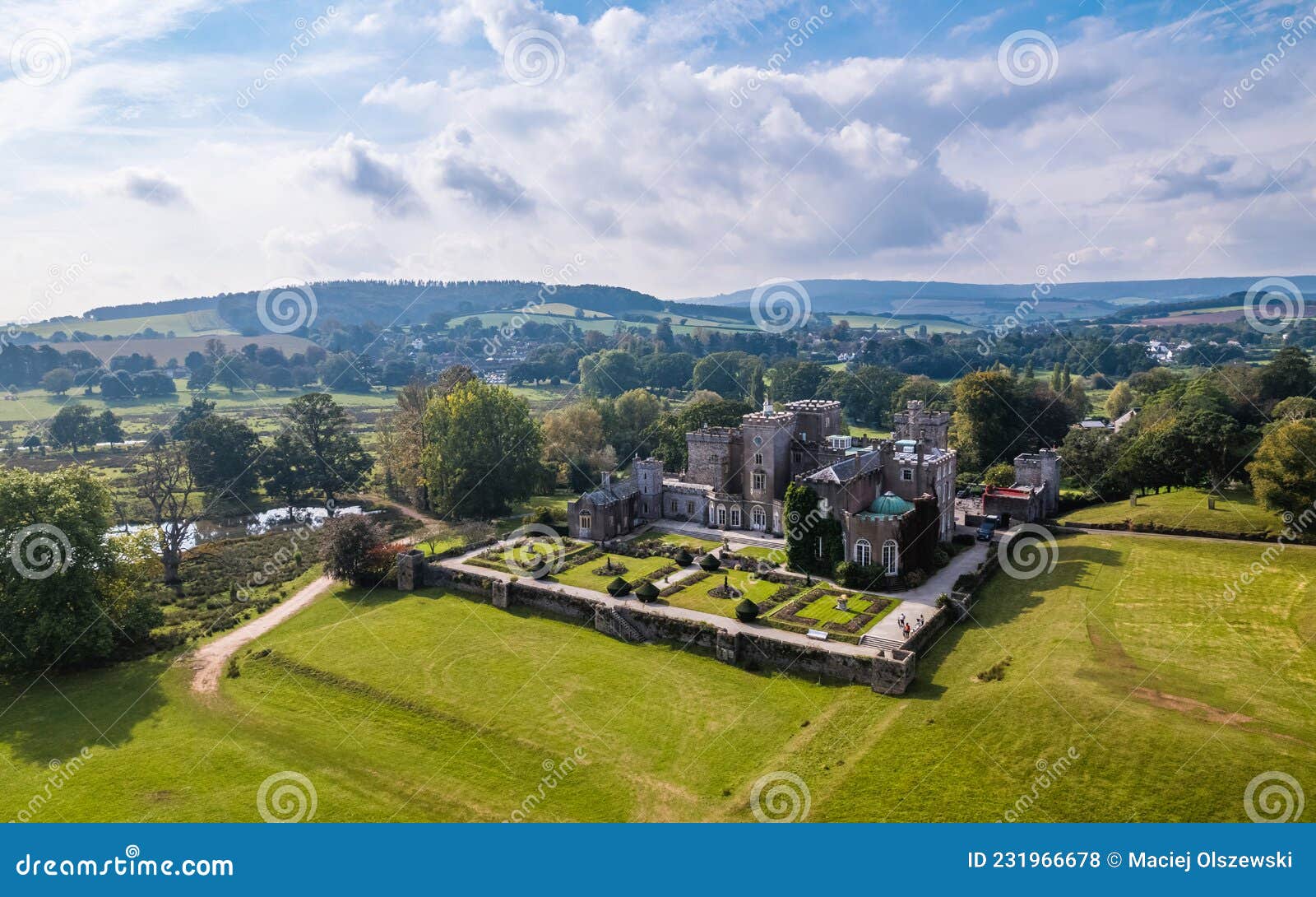 Powderham Castle and Powderham Park from a Drone, Powderham, Exeter ...