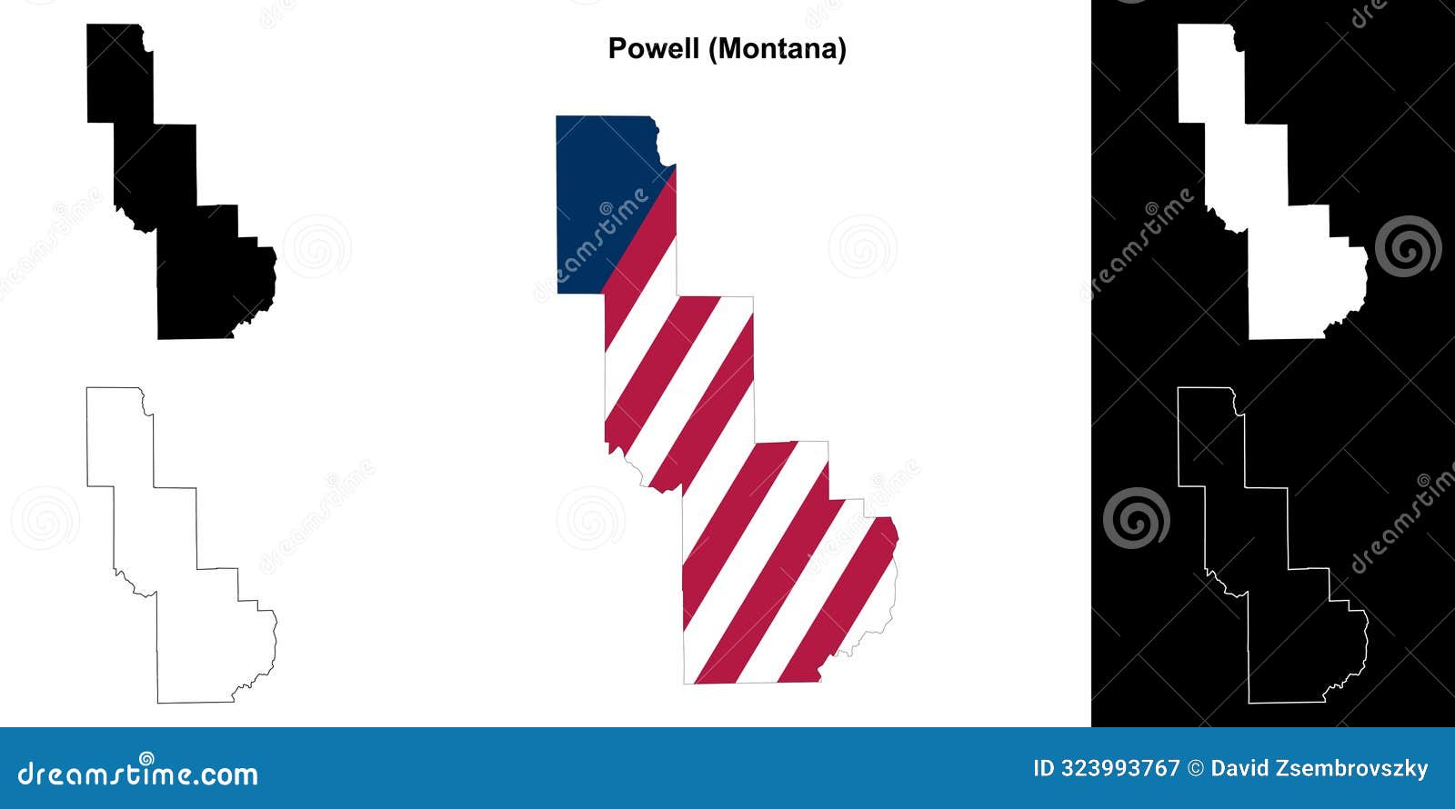 Map Of Powell County In Montana State On White Background. Single ...
