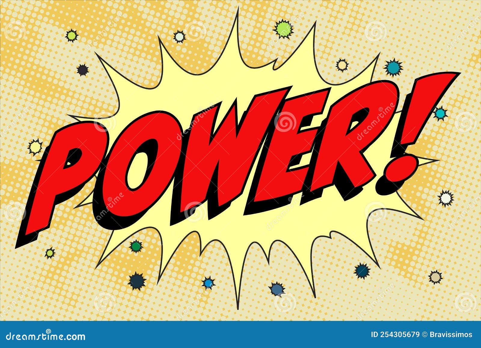 Power Abstract Cartoon Frame Vector Background. Vintage Bubble Stock ...