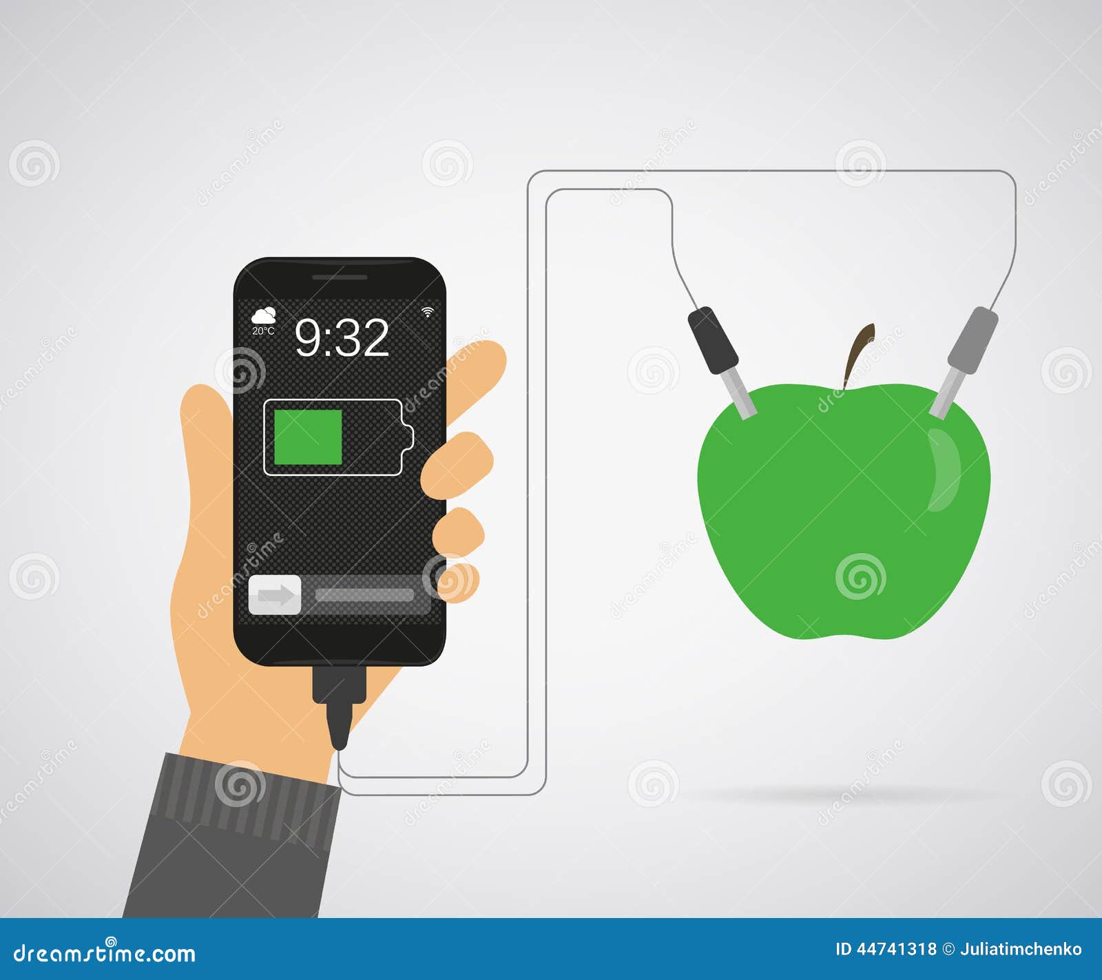 Power from Apple for Smartphone Stock Vector - Illustration of battery ...