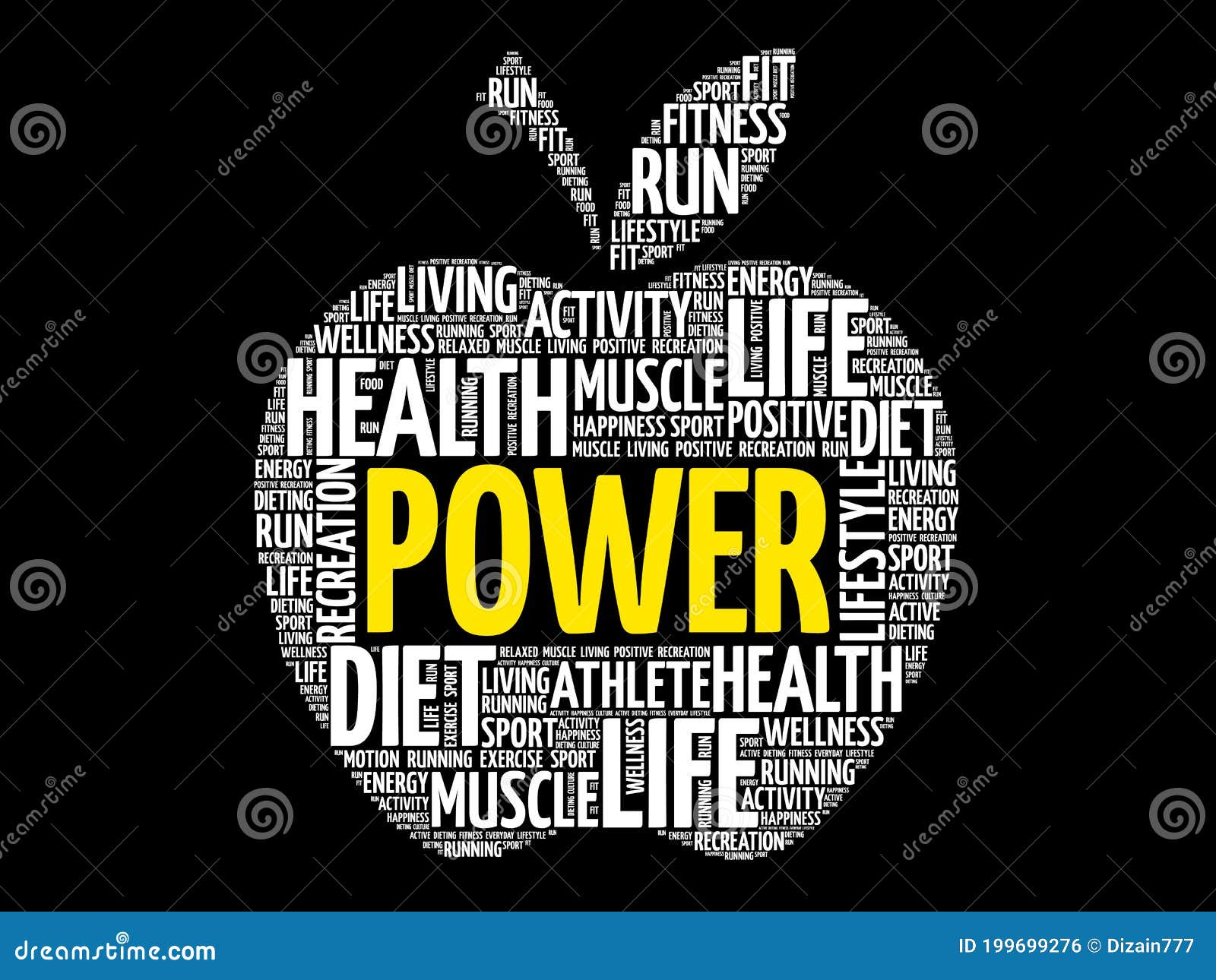 Power apple word cloud stock illustration. Illustration of collage ...