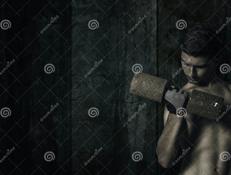 Power Athletic Young Bodybuilder Doing Exercises Stock Image - Image of ...