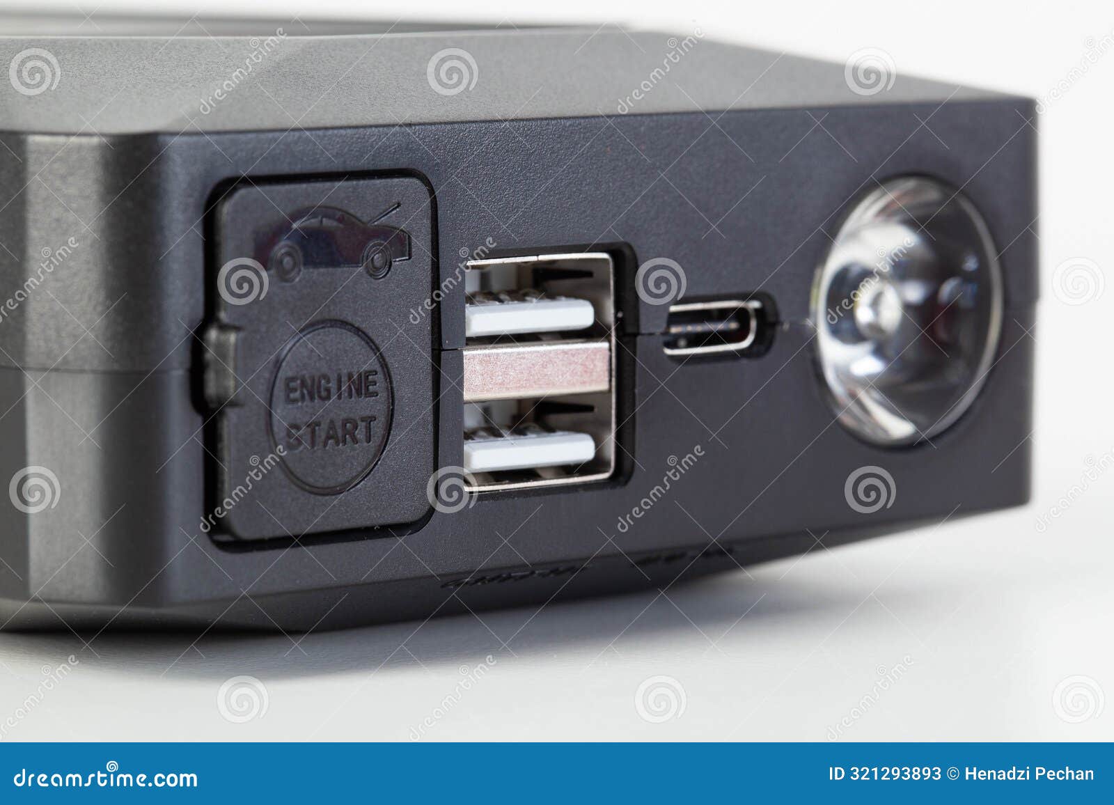 Power Bank for Starting a Car Engine with a Flashlight. USB Connectors ...