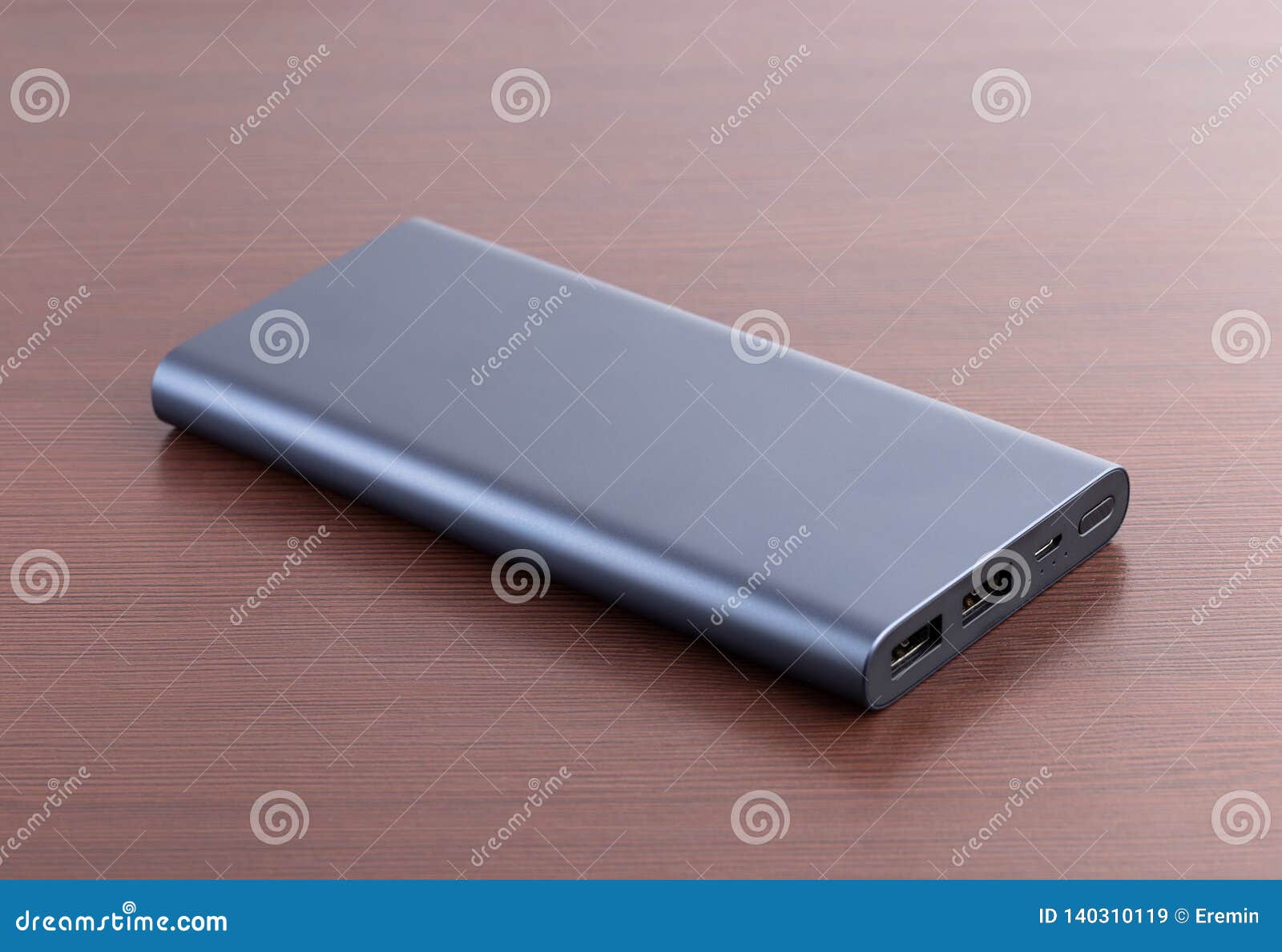 Power Bank on a Wooden Table. Stock Image - Image of isolated, external ...