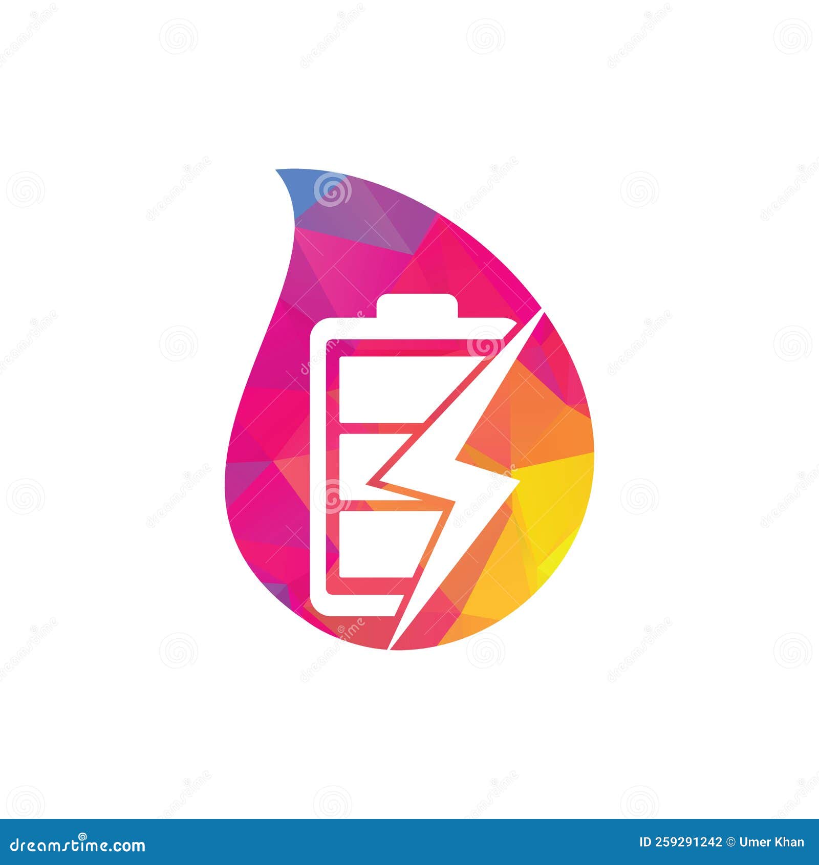 Power Battery Drop Shape Concept Logo Design Template. Stock Vector ...