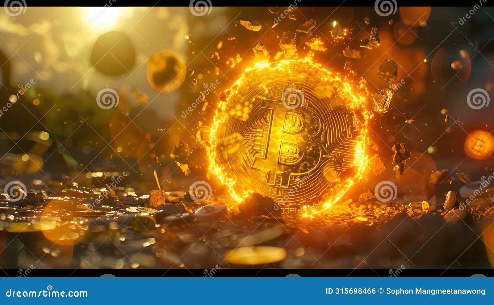 Power of Bitcoin Like a Sun so Powerful Stock Illustration ...