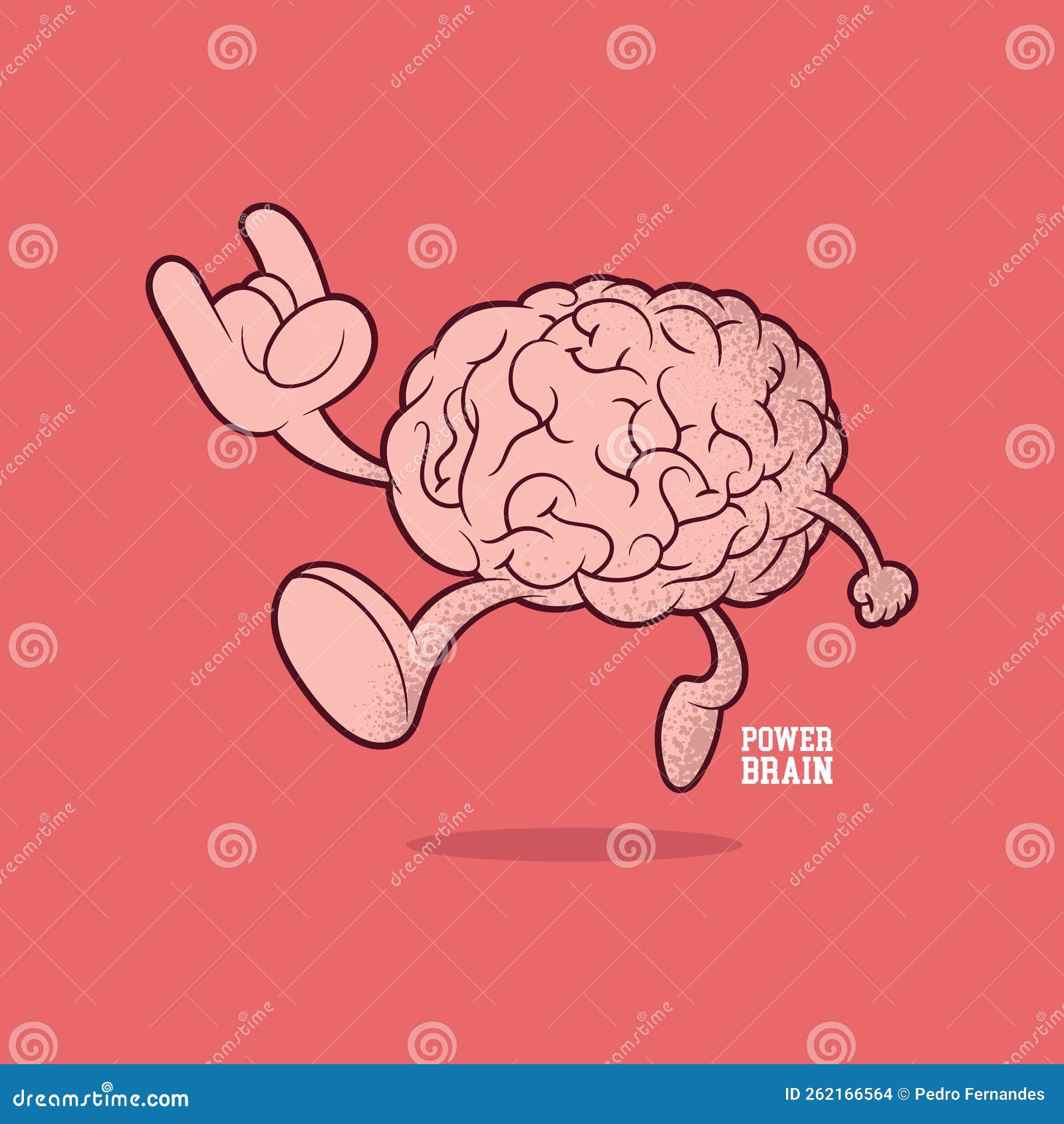 Cool Brain Character Full of Power Vector Illustration. Stock ...