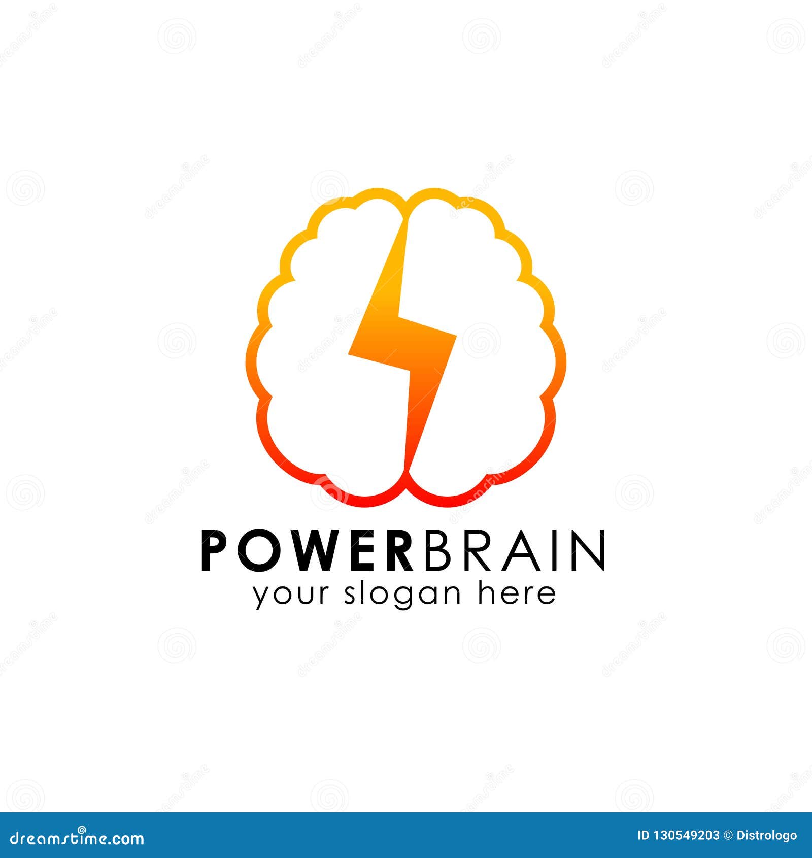 Power Brain Logo Design Template. Thunder Brain Logo Design Vector ...
