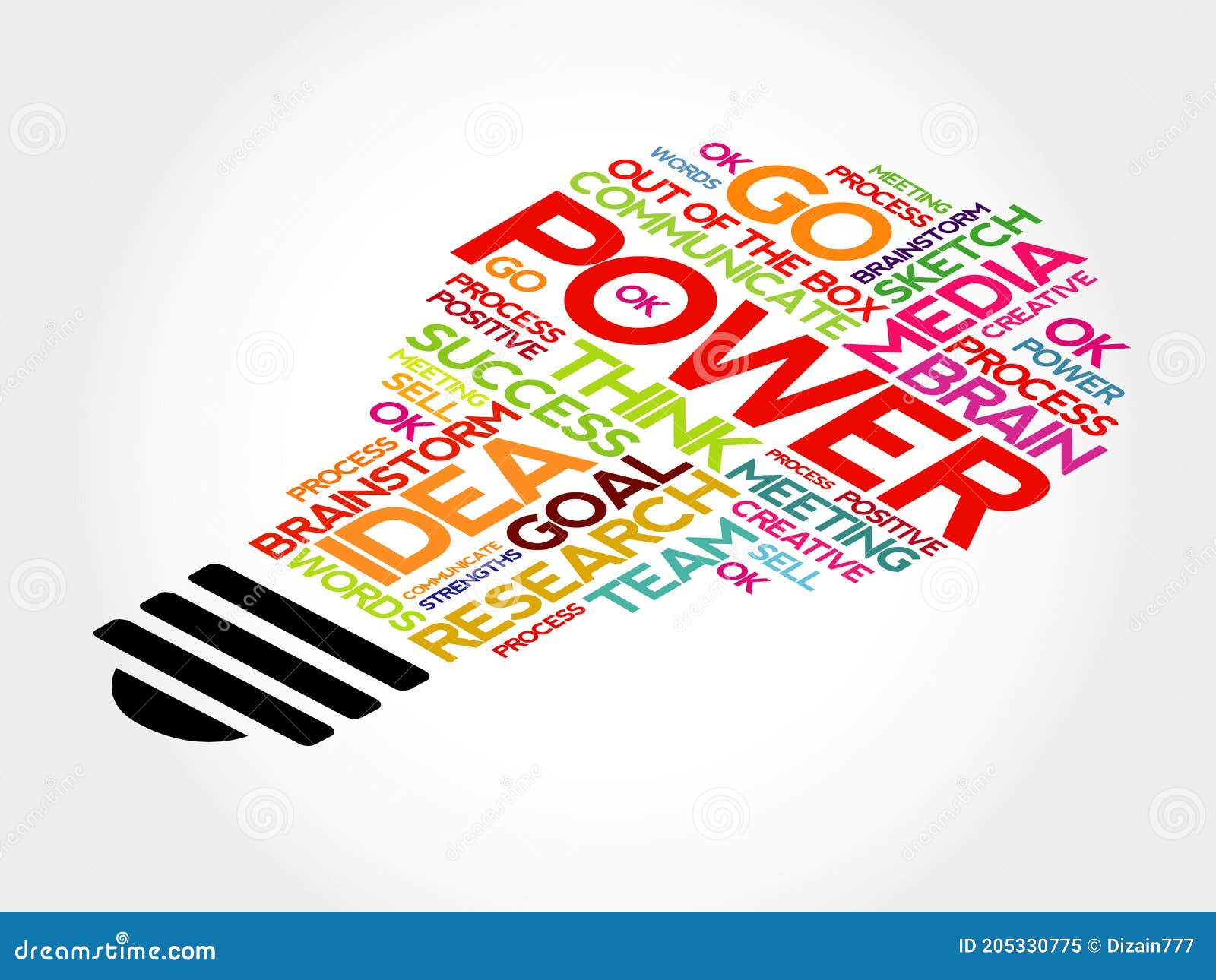 Power bulb word cloud stock illustration. Illustration of success ...