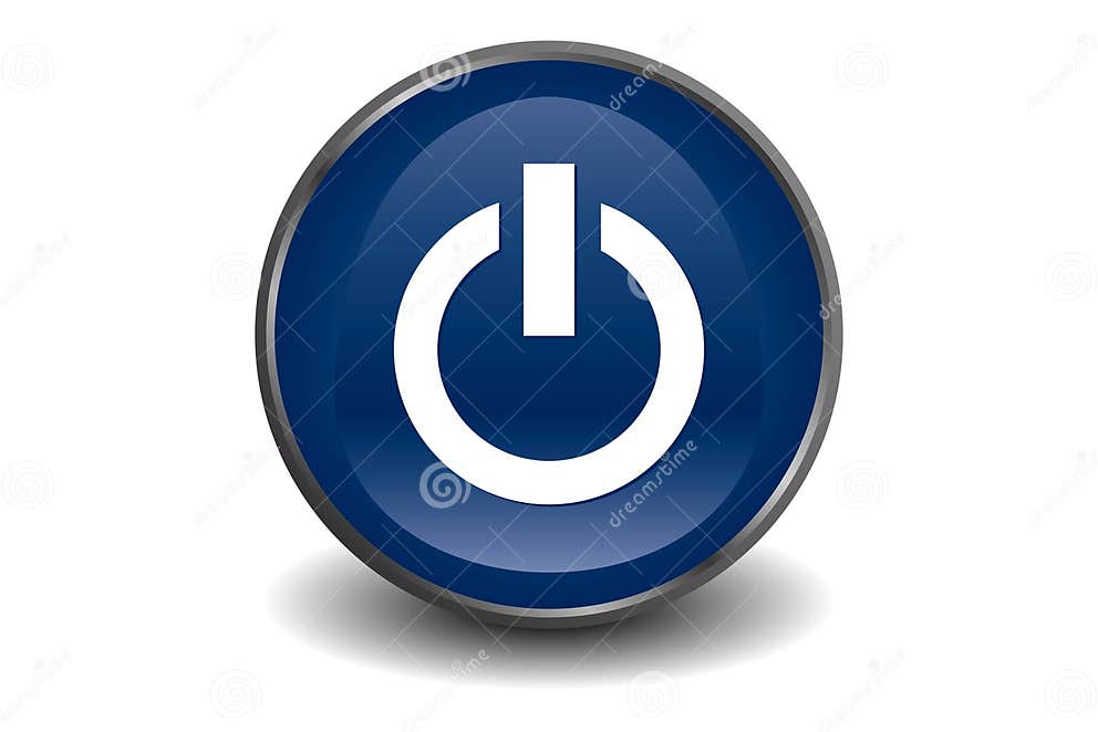 Power button blue stock vector. Illustration of button - 5837308