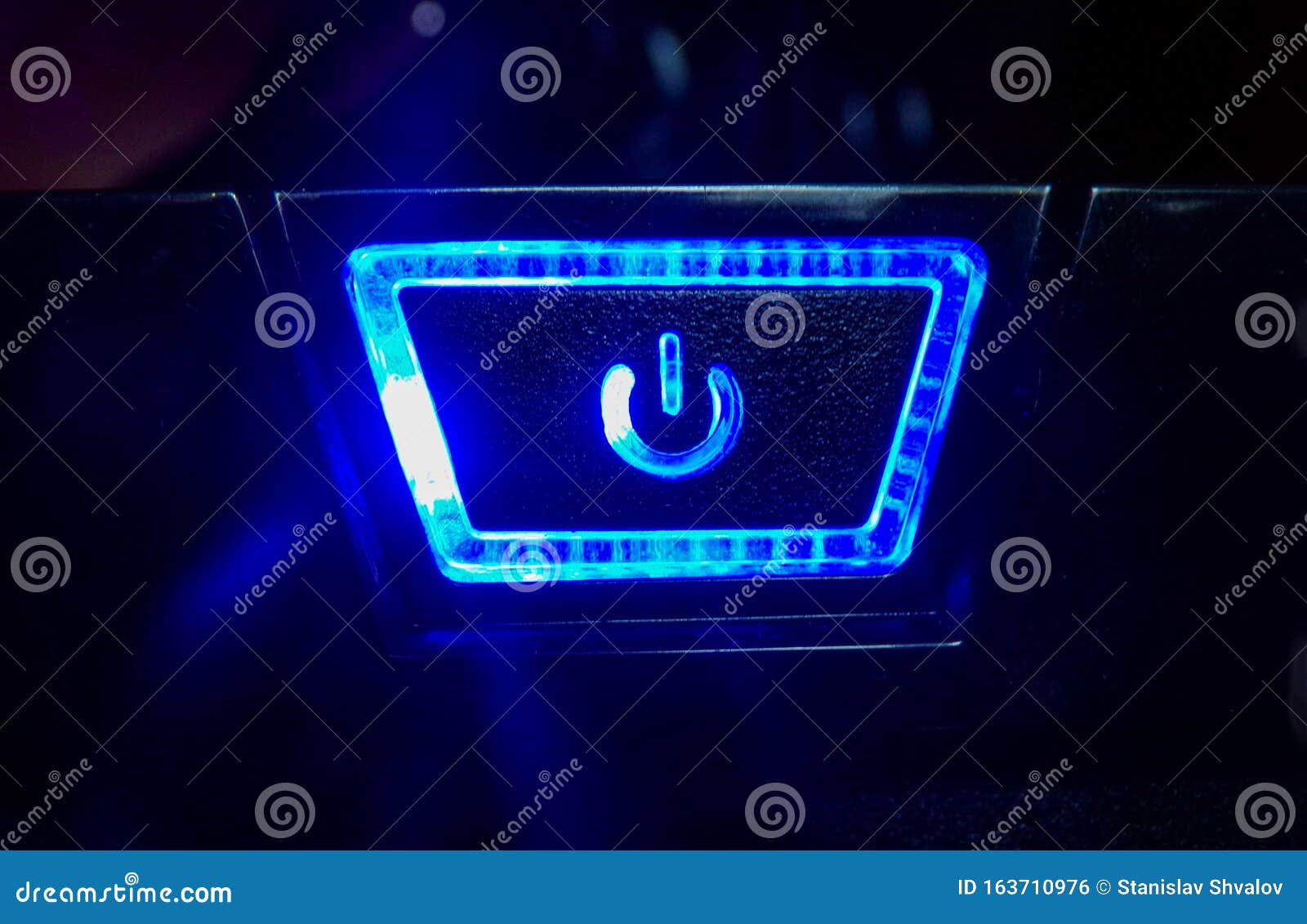 Power Button with Blue Backlight. Stock Photo - Image of flat, blue ...