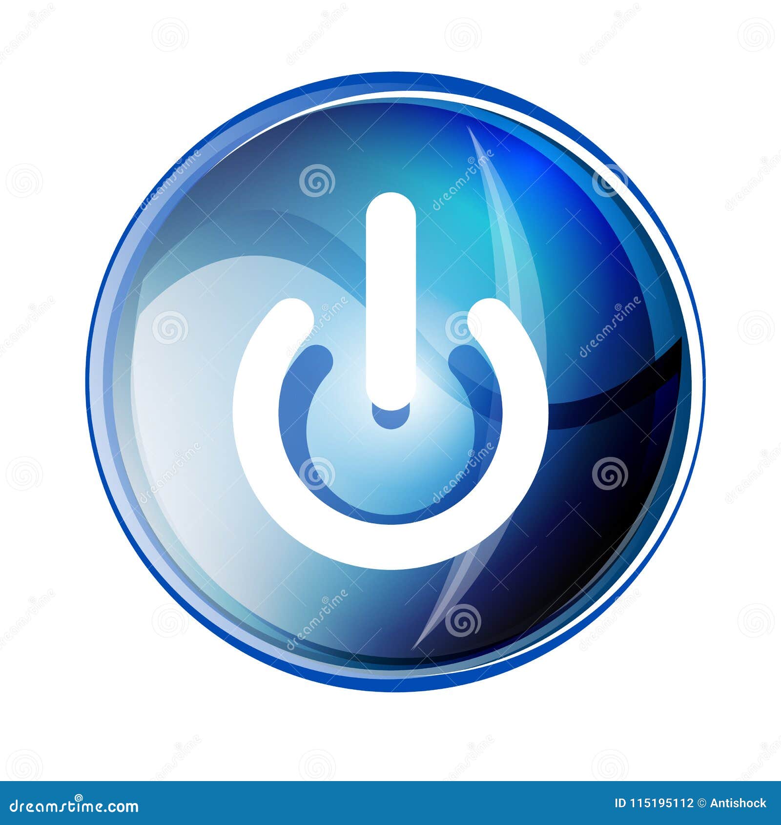 Power Button Blue Icon, Start Symbol Stock Vector - Illustration of ...