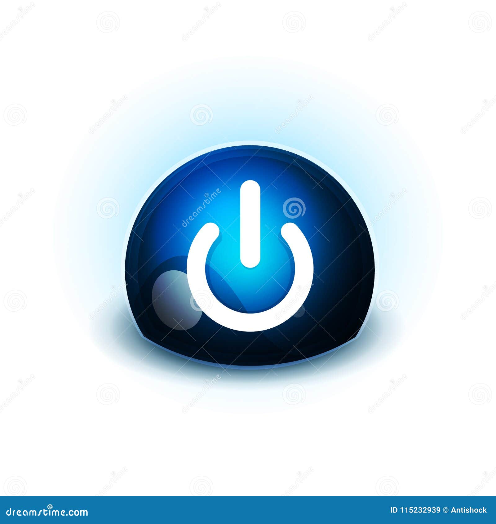 Power Button Blue Icon, Start Symbol Stock Vector - Illustration of ...