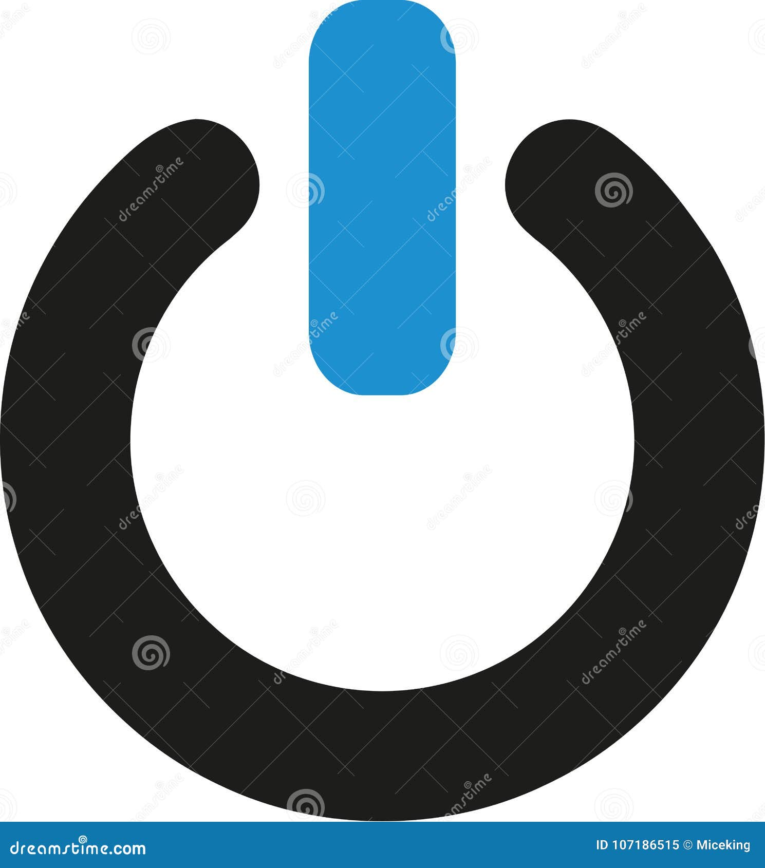 Power Button with Blue Line Stock Vector - Illustration of line ...
