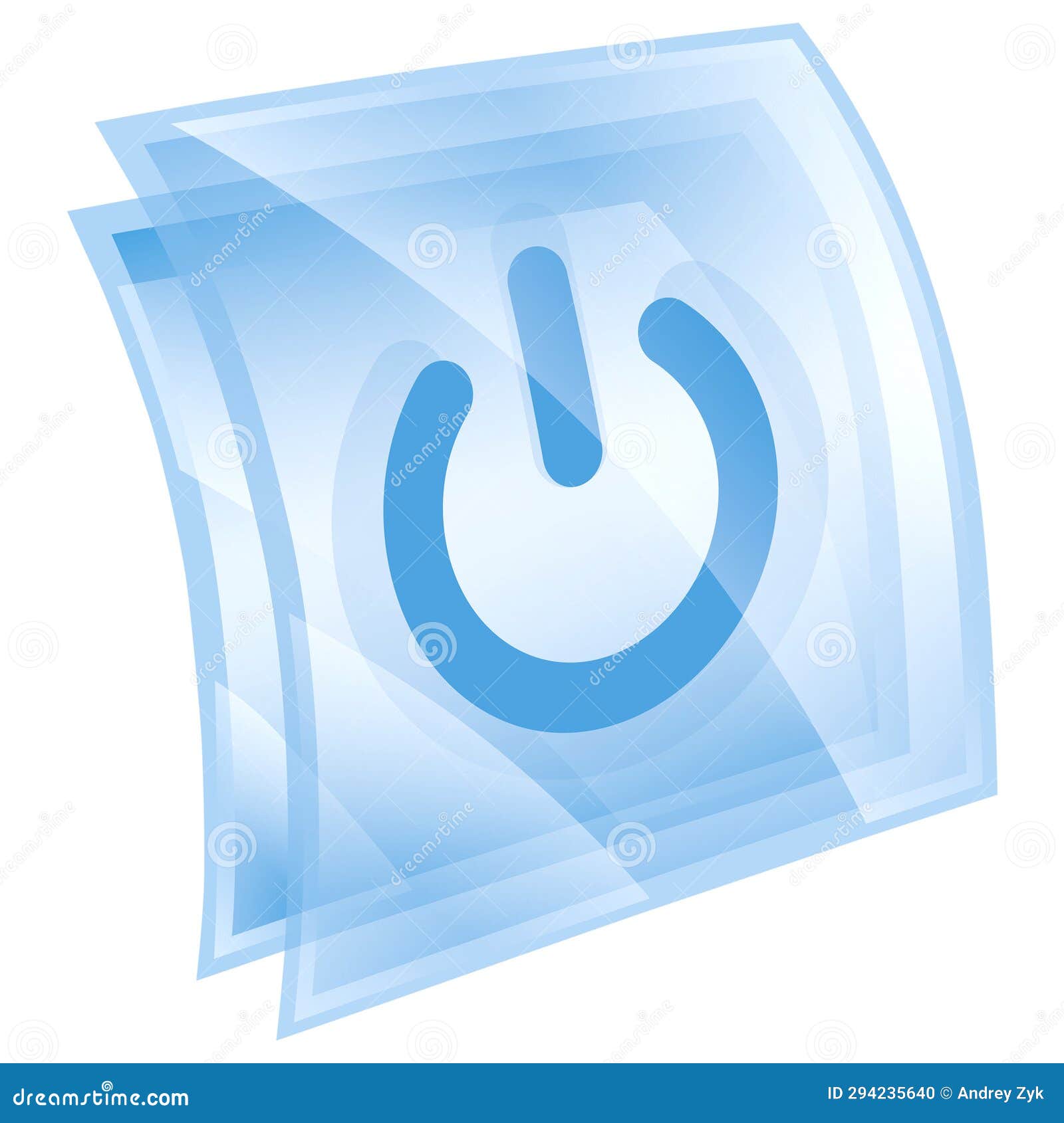 Power button blue square stock illustration. Illustration of monitor ...