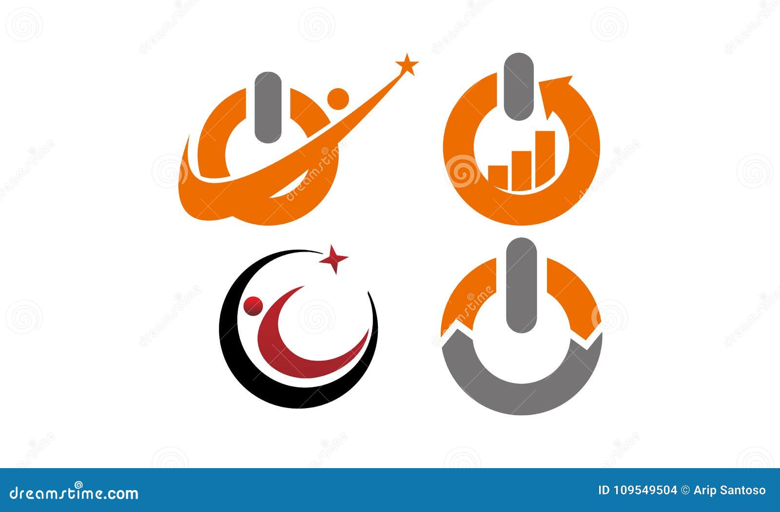 Power Button Business Success Solution Set Stock Vector - Illustration ...