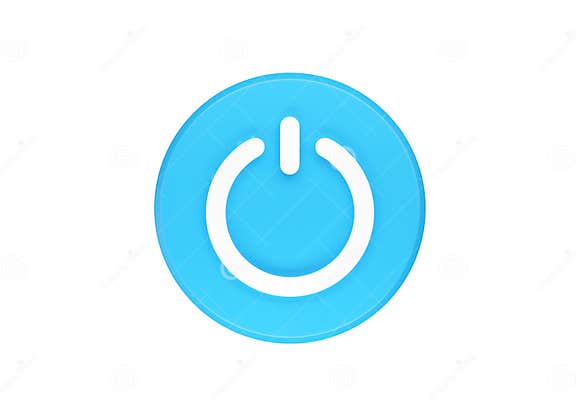 Power Button 3d Render Icon - Start Blue Circle with Switch Sign, Round ...