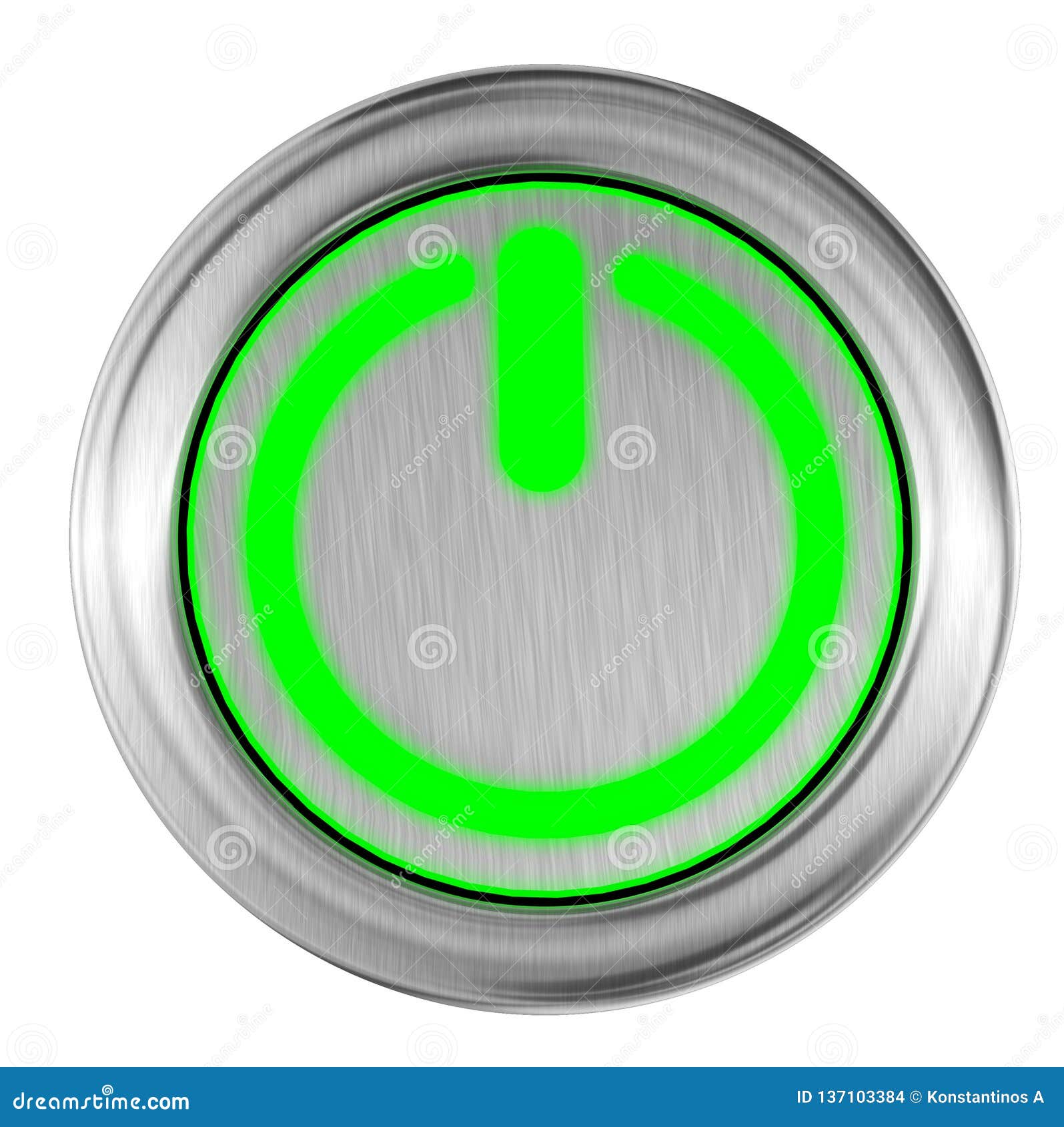 Power Button Green Top View Start Push - 3d Rendering Stock ...